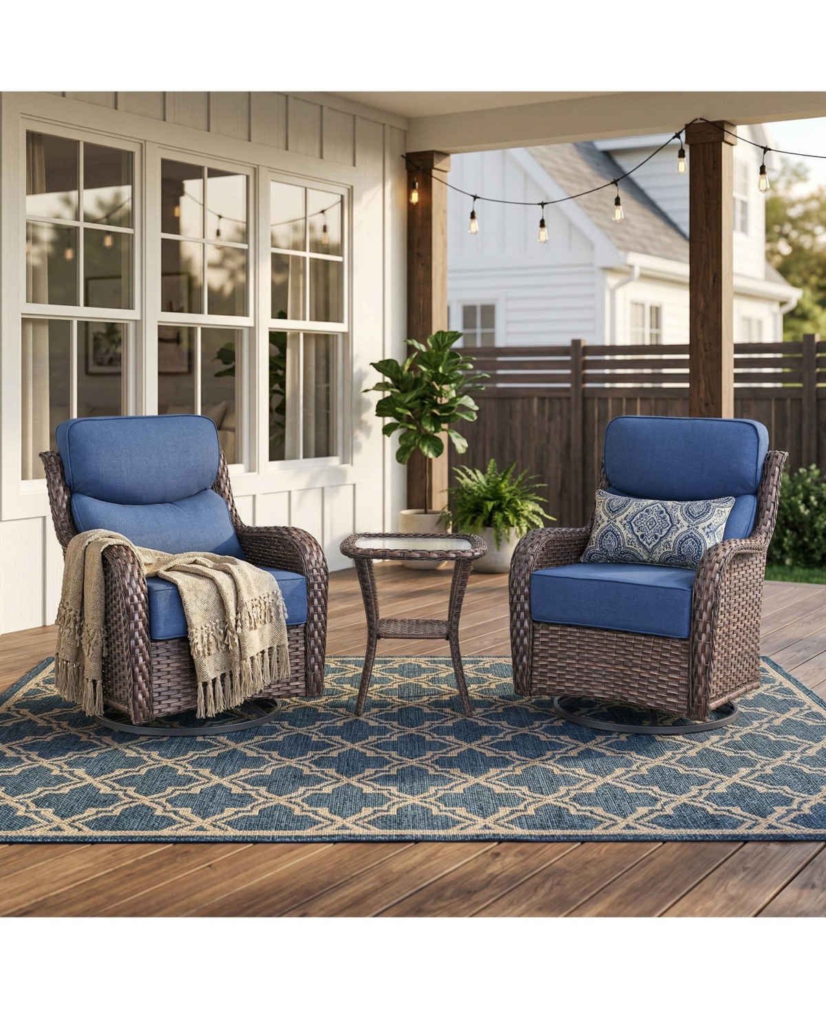 Click here for Pocassy 3 Pieces Patio Furniture Set with 6in Cush... prices