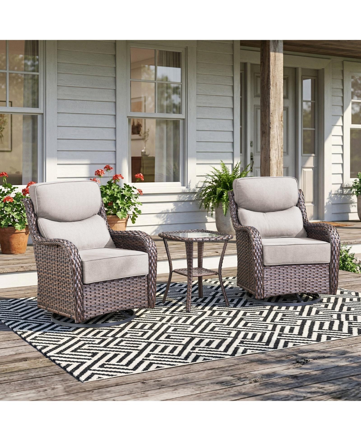 Click here for Pocassy 3 Pieces Patio Furniture Set with 6in Cush... prices
