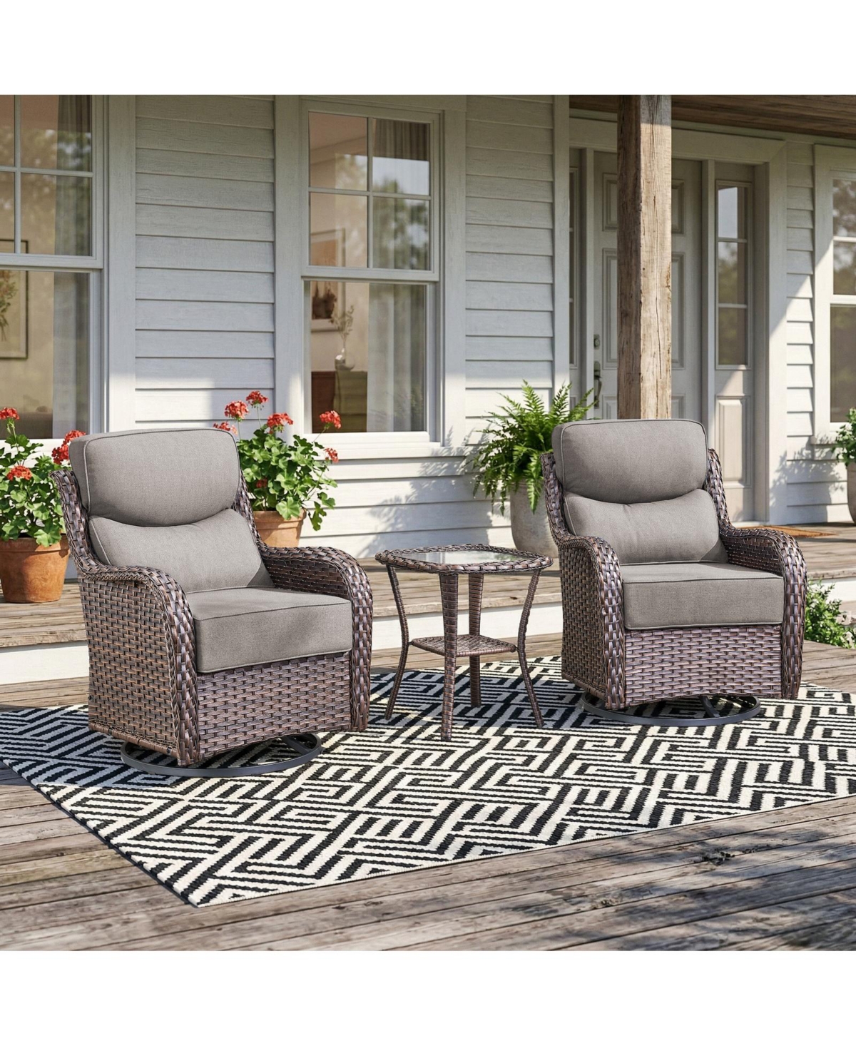 Click here for Pocassy 3 Pieces Patio Furniture Set with 6in Cush... prices