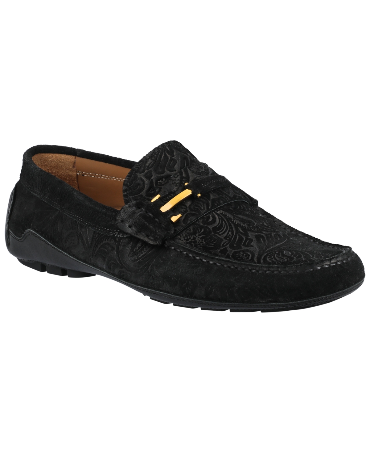 Click here for Taft Mens Suede Slip-on Loafers - Black Floral prices