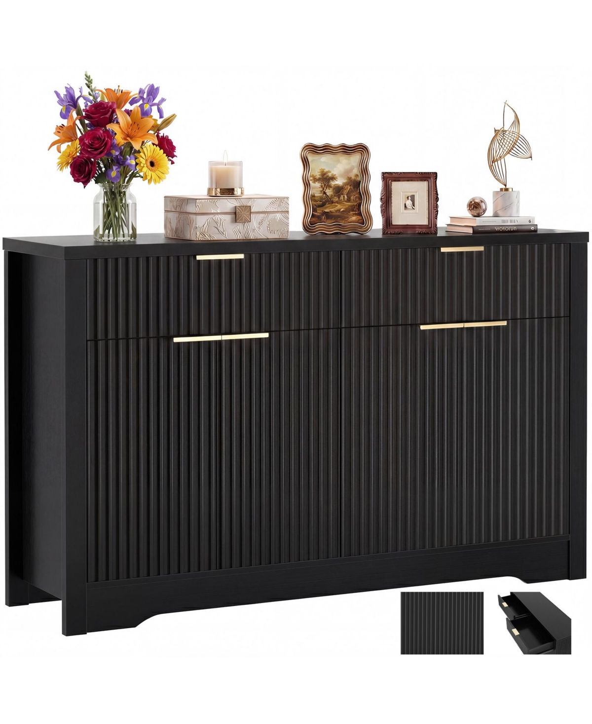 Click here for Aheaplus 55 Wood Modern Sideboard Buffet Cabinet w... prices
