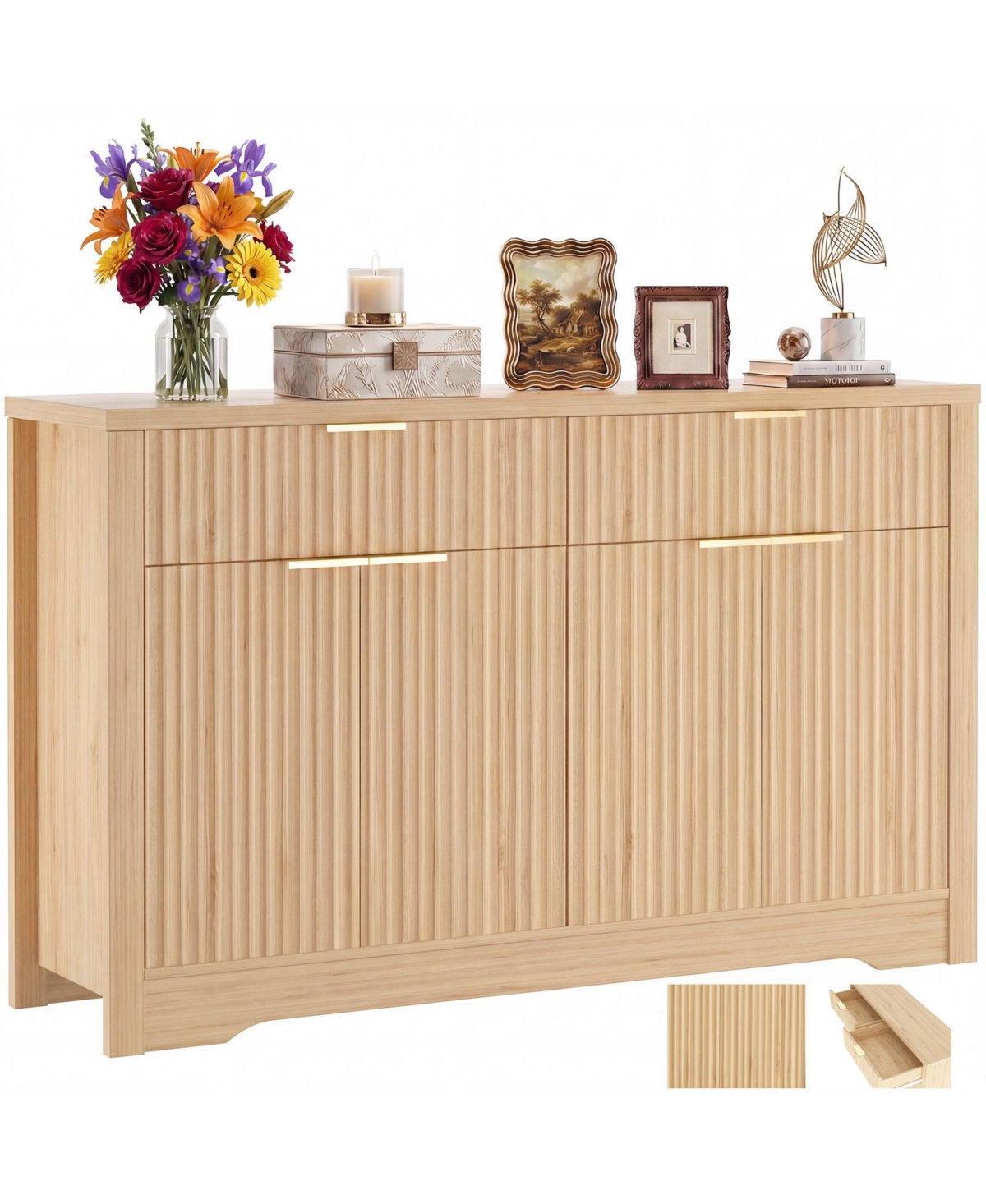 Click here for Aheaplus 55 Wood Modern Sideboard Buffet Cabinet w... prices