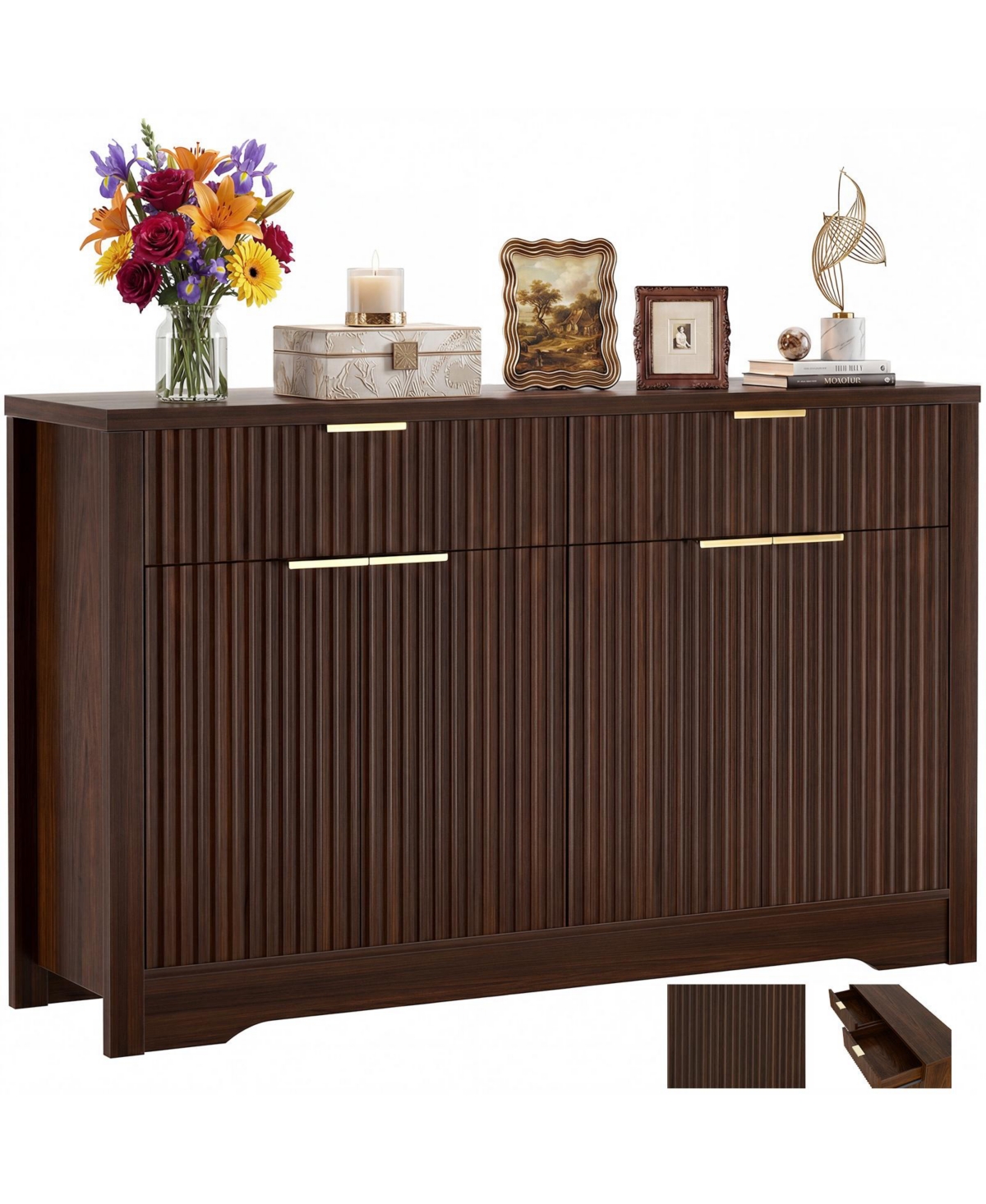 Click here for Aheaplus 55 Wood Modern Sideboard Buffet Cabinet w... prices
