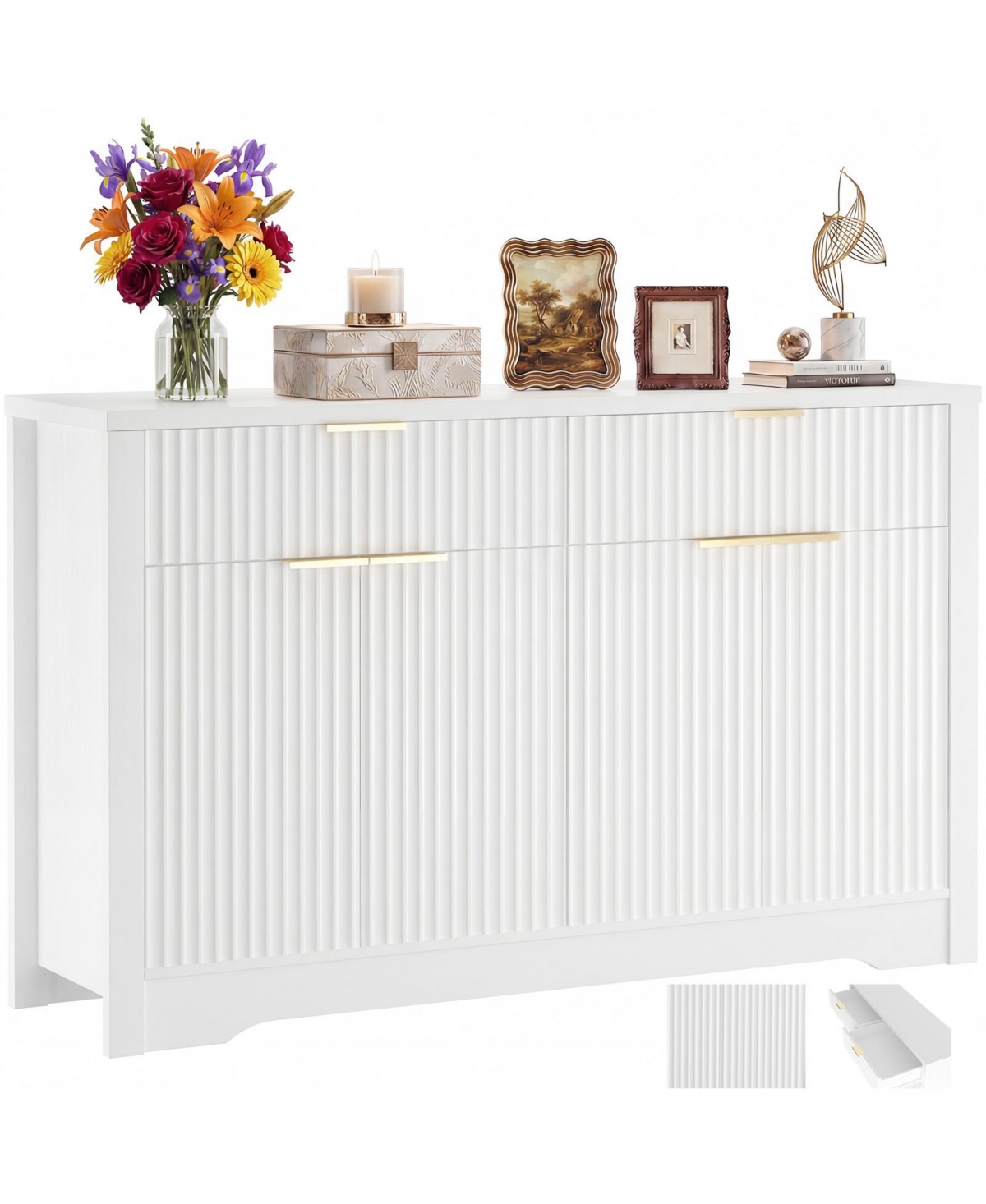 Click here for Aheaplus 55 Wood Modern Sideboard Buffet Cabinet w... prices