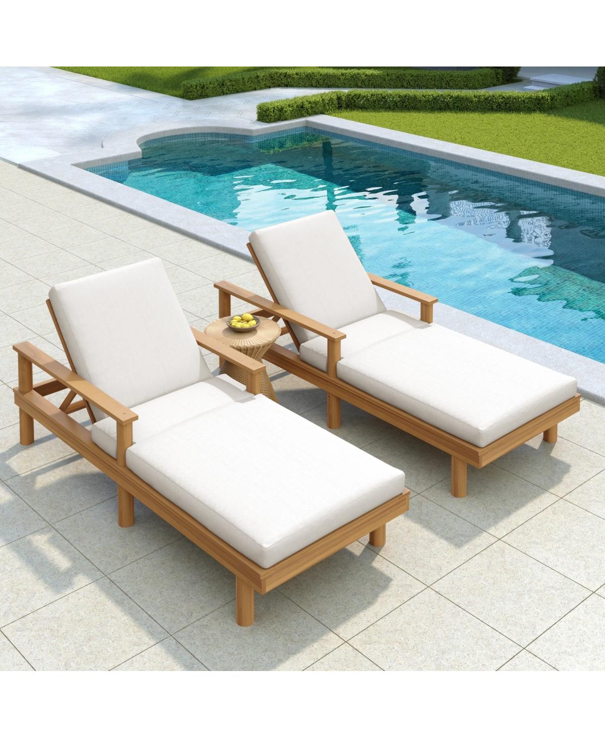 Click here for Asagikoiai Set of 2 Solid Wood Outdoor Chaise Loun... prices