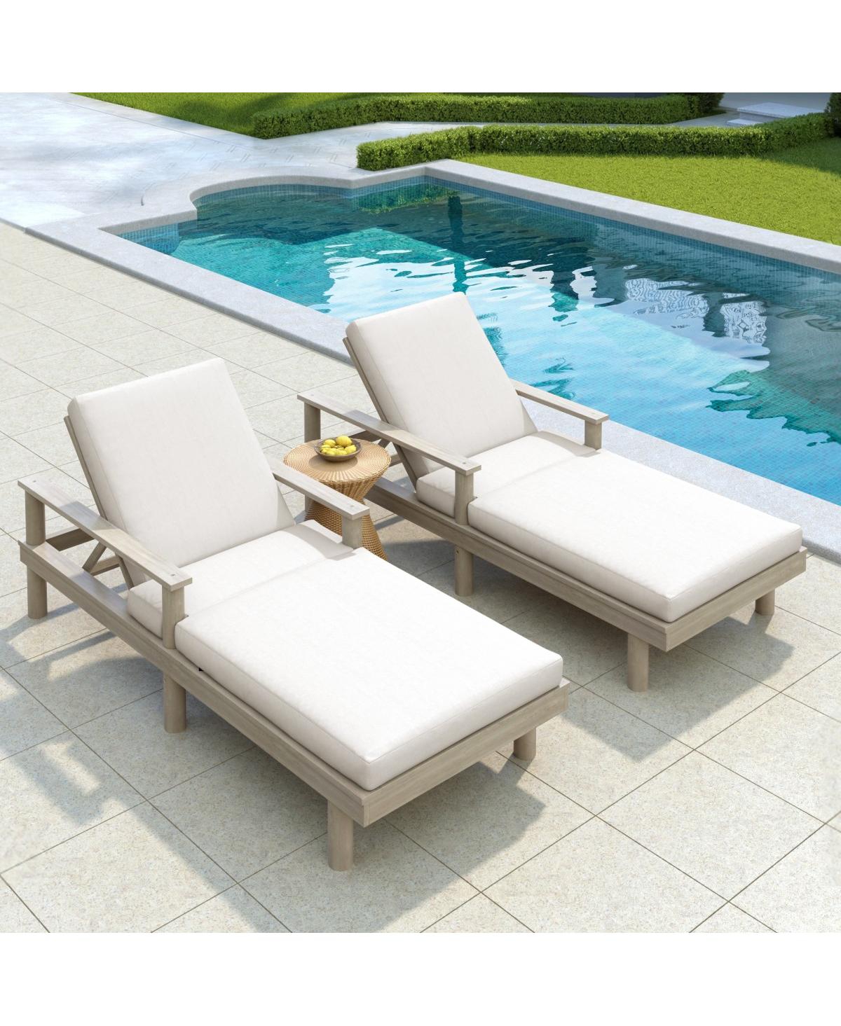Click here for Asagikoiai Set of 2 Solid Wood Outdoor Chaise Loun... prices