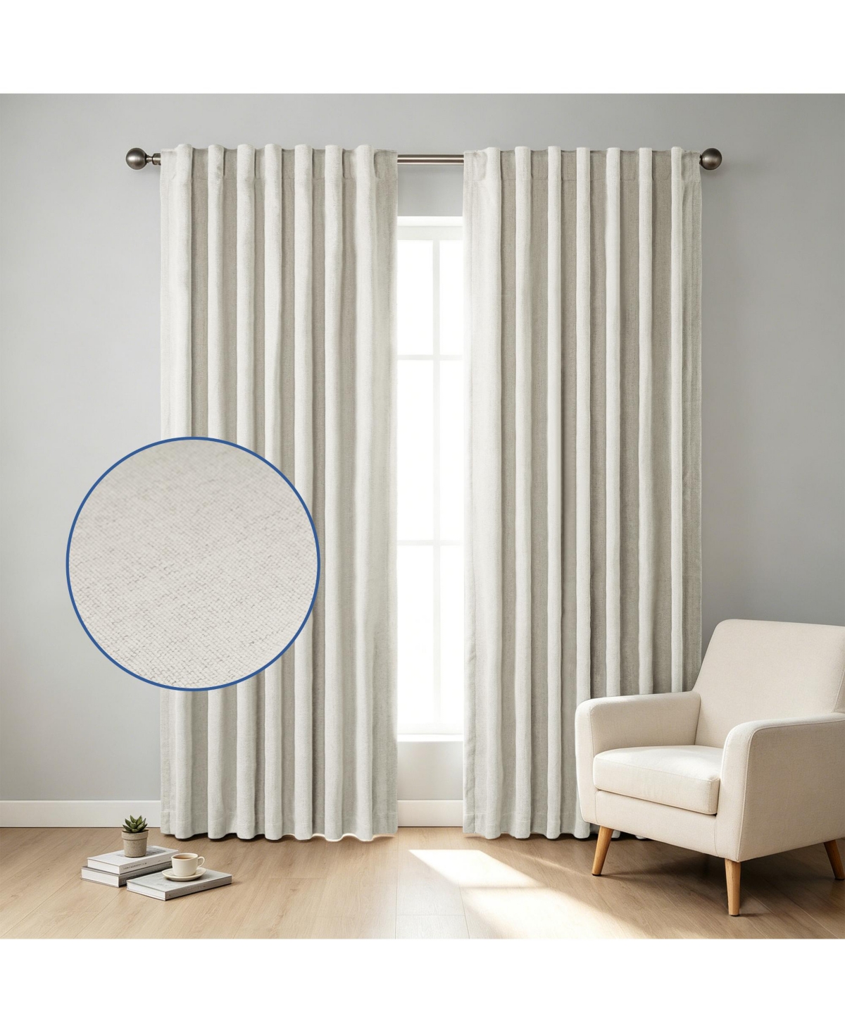 Click here for Chenille Blackout Back Tab Curtains Pair  52X108 -... prices