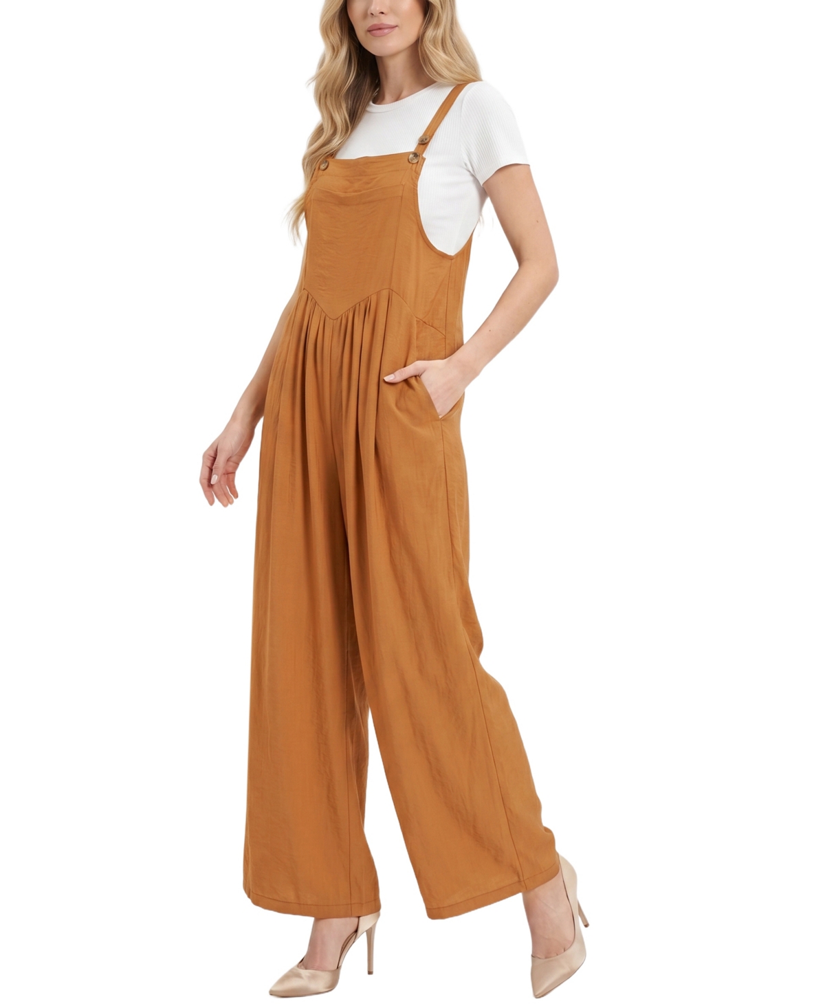 Click here for Ny Collection Petite Sleeveless Jumpsuit - Caramel prices