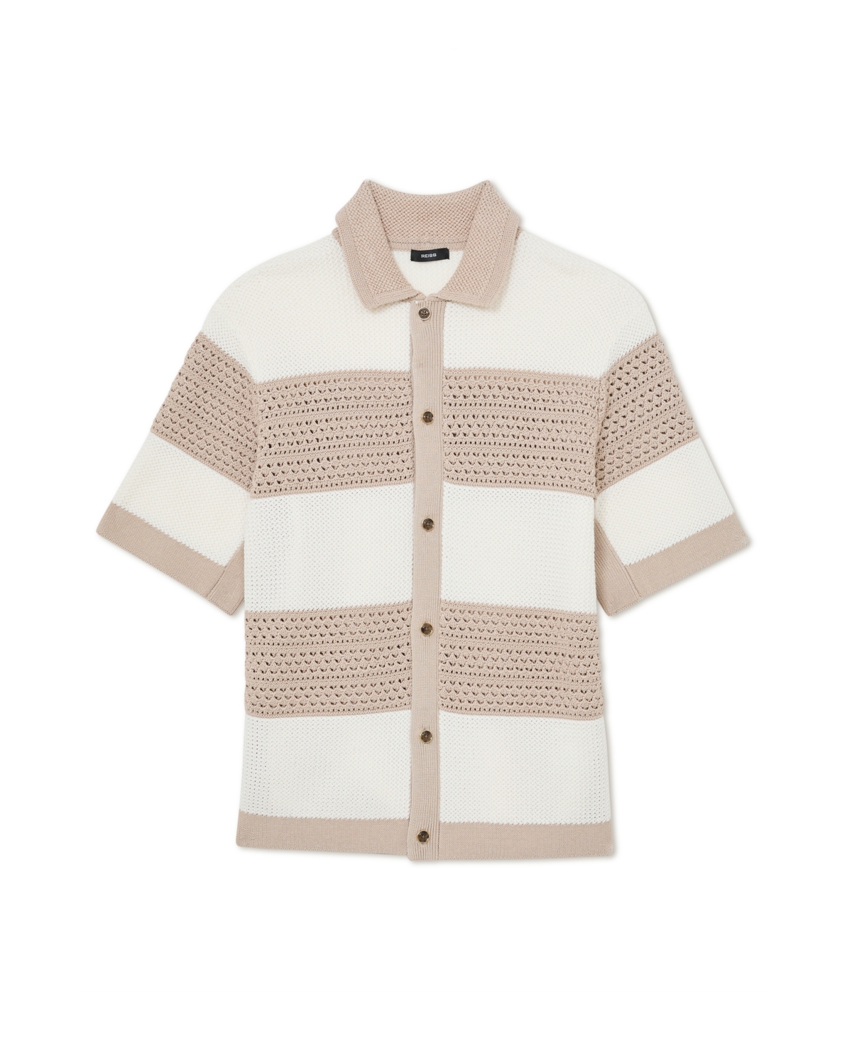 Click here for Reiss Mens Marek Button Through Block Stripe Shirt... prices