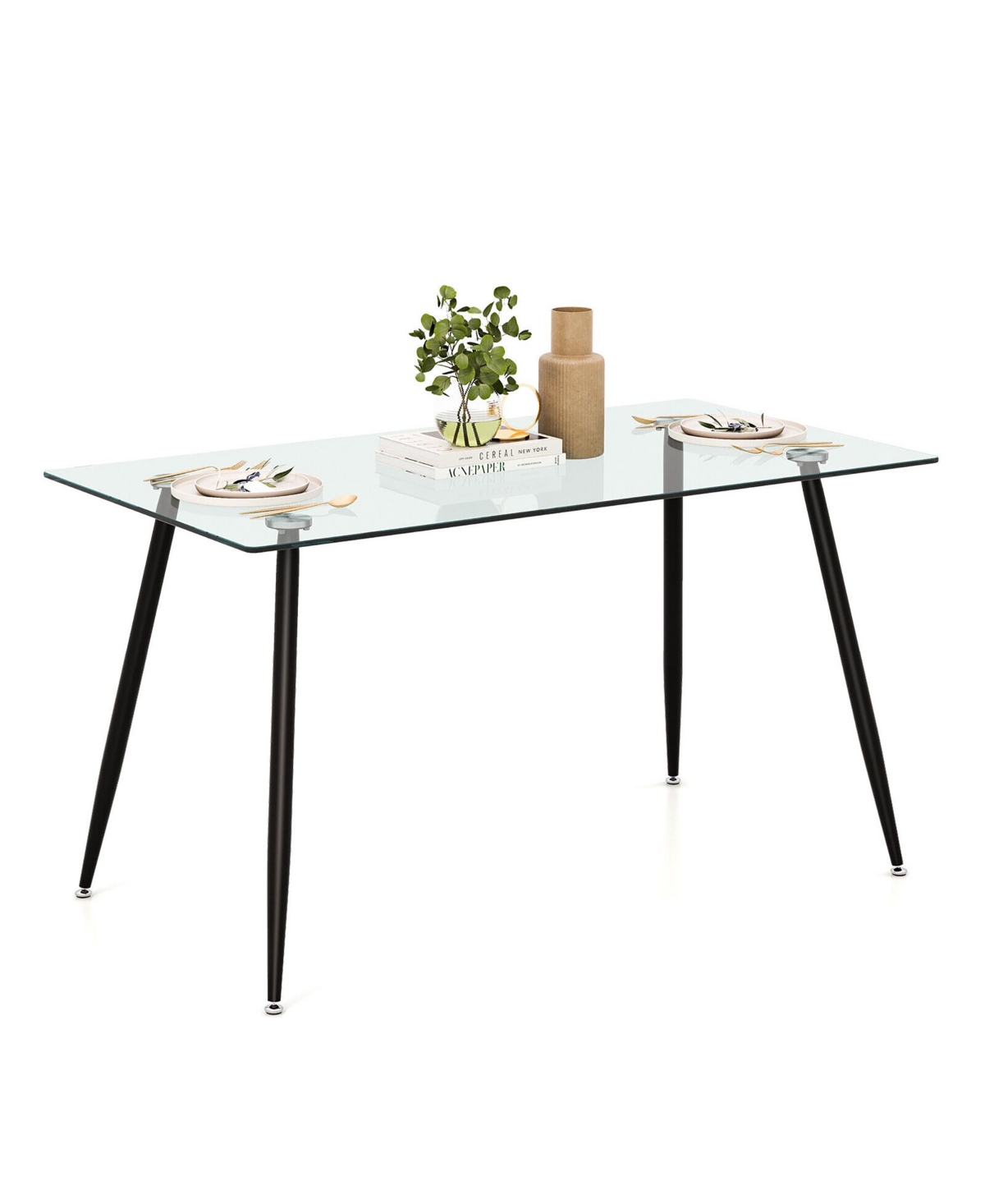 Click here for Gymax Modern Glass Dining Table Rectangular Dining... prices