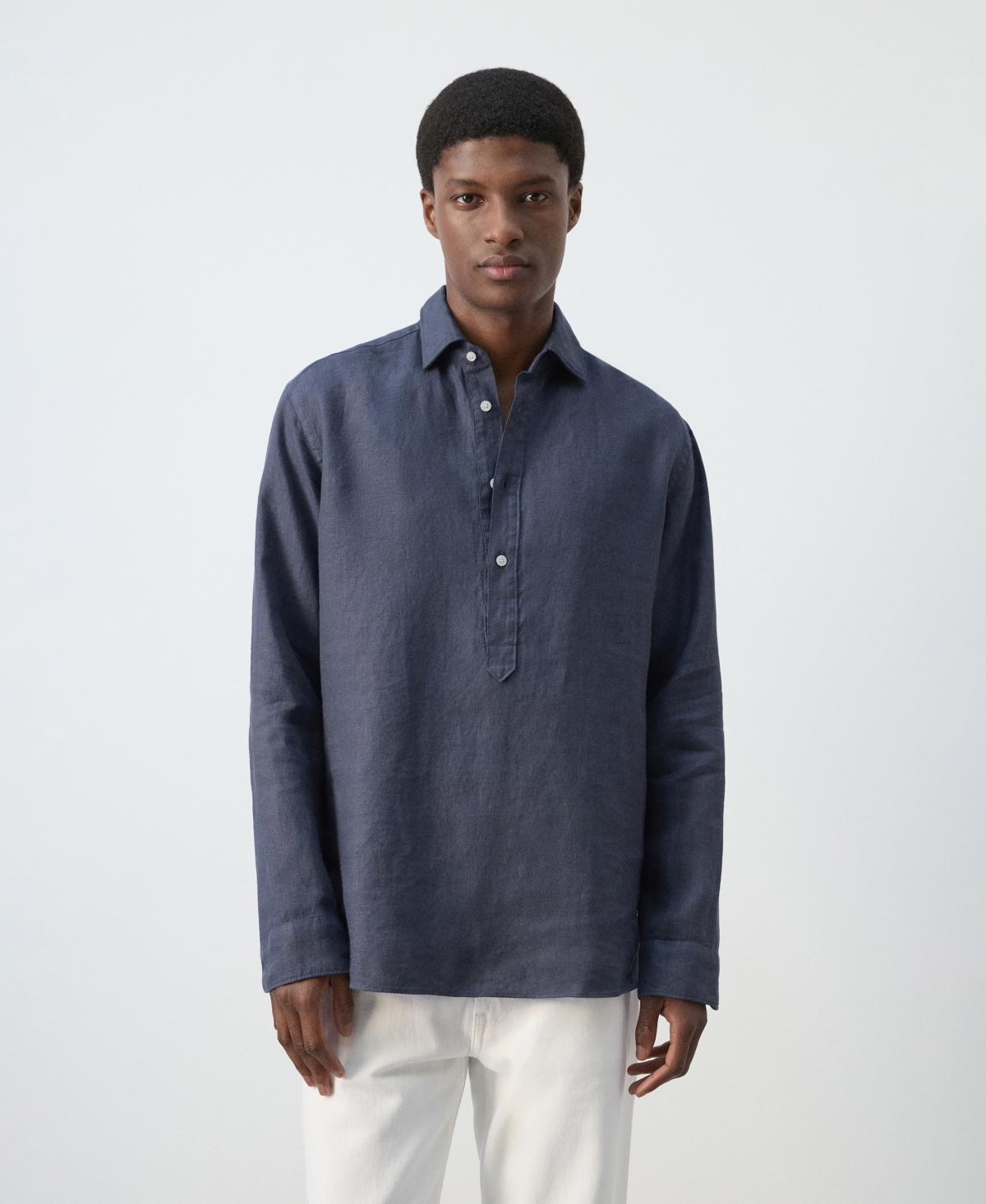 Click here for Mango Mens Linen Relaxed Fit Shirt - Indigo Blue prices