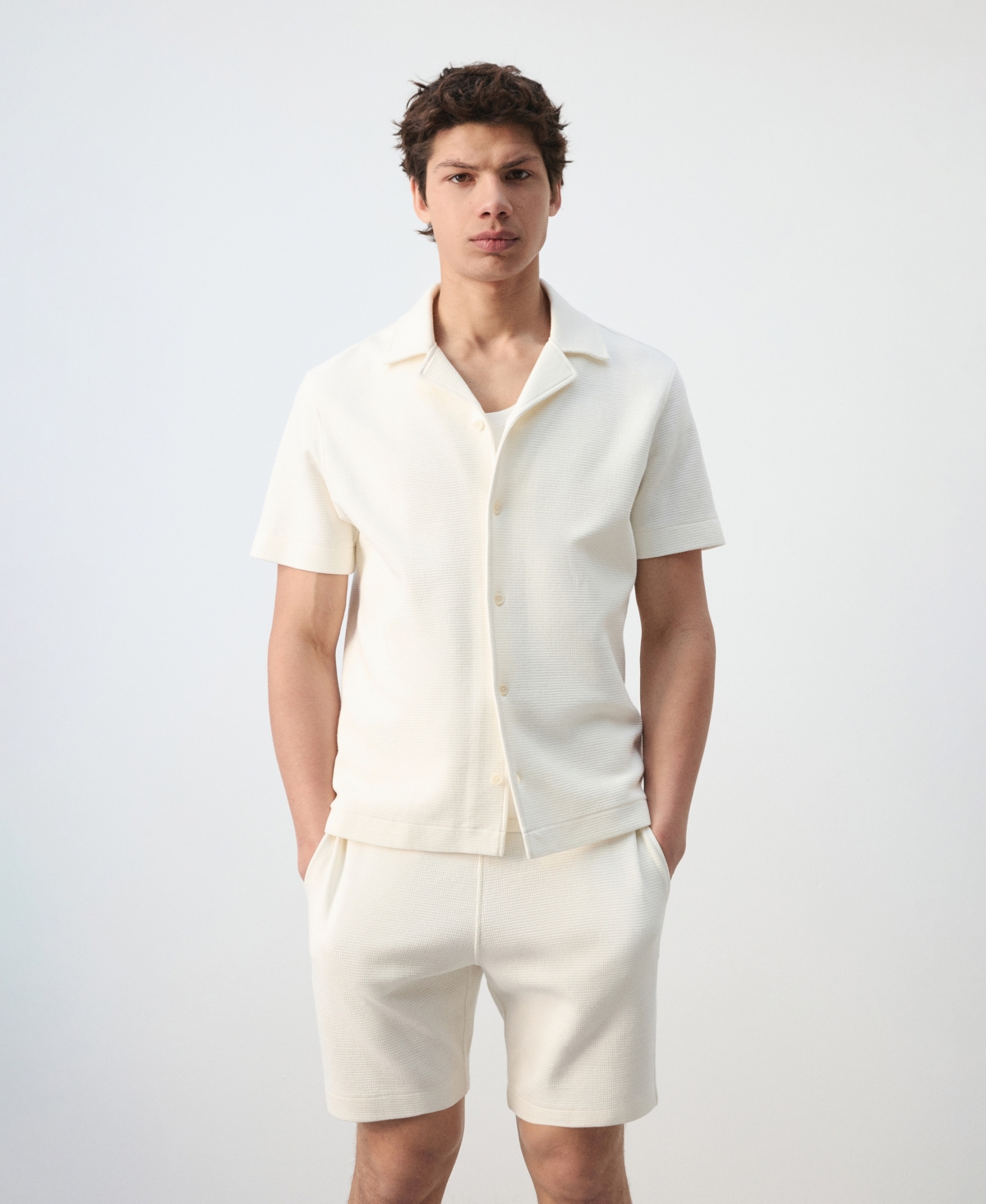 Click here for Mango Mens Cotton Regular-Fit Shirt - Ecru prices