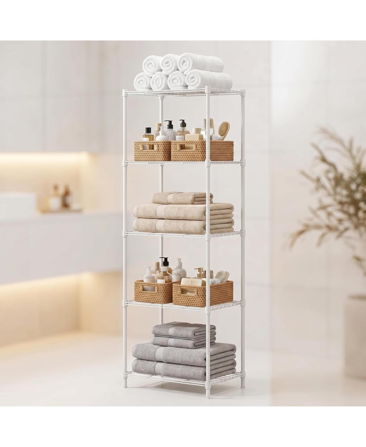 Click here for homfan 5 Tier Bathroom Shelf  55 Inch Metal Bathro... prices