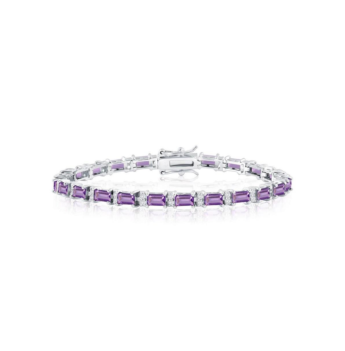 Click here for Simona Sterling Silver  Emerald-Cut Gem Bracelet -... prices