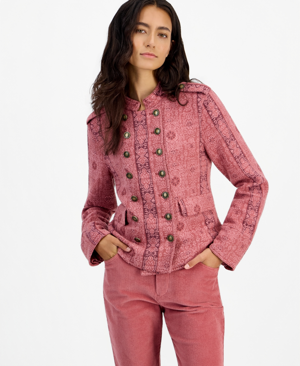 Click here for And Now This Womens Tapestry Military-Jacquard Jac... prices