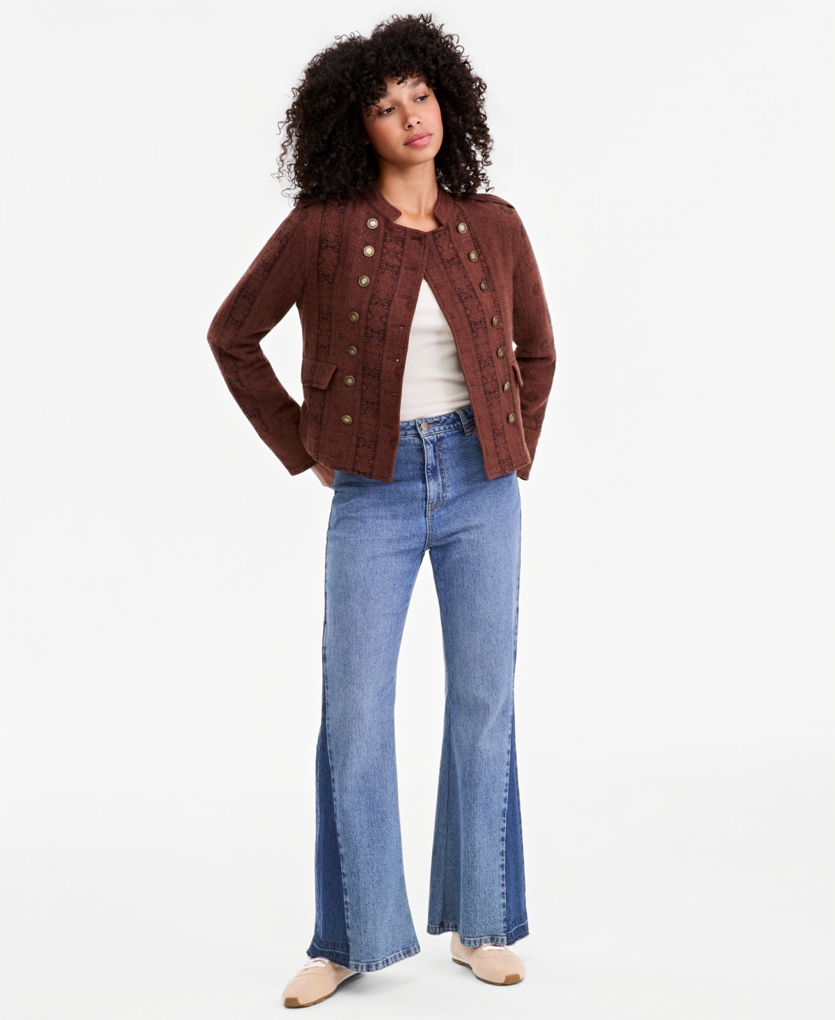 Click here for And Now This Womens Tapestry Military-Jacquard Jac... prices