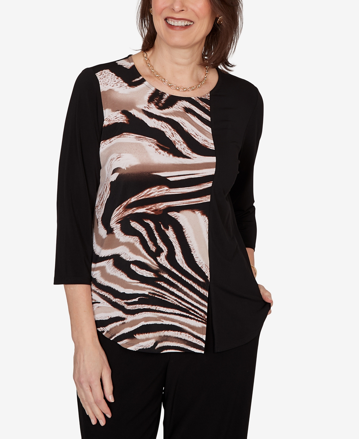 Click here for Alfred Dunner Womens Vertical Spliced Animal Puff... prices