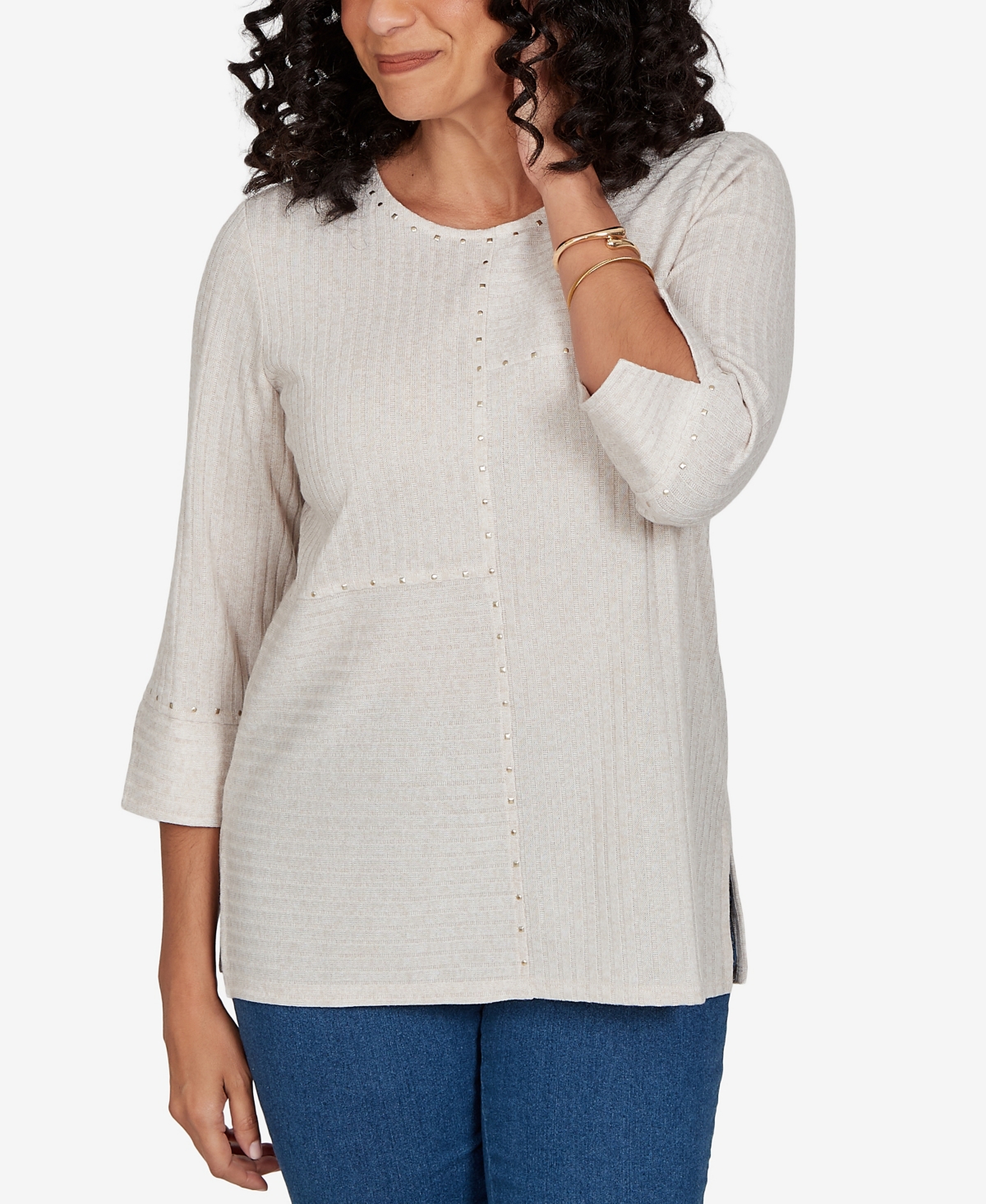 Click here for Alfred Dunner Womens Spliced Texture Metallic Stud... prices