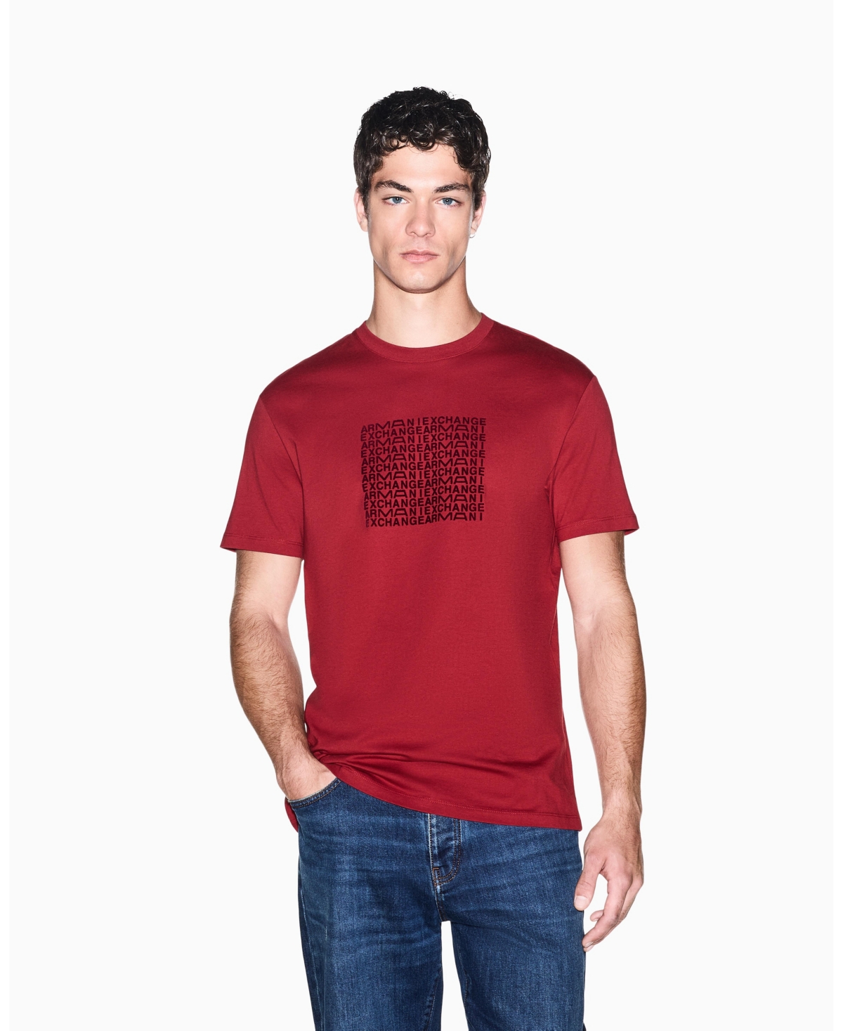 Click here for A|X Armani Exchange Mens Box Logo T-Shirt - Red Da... prices