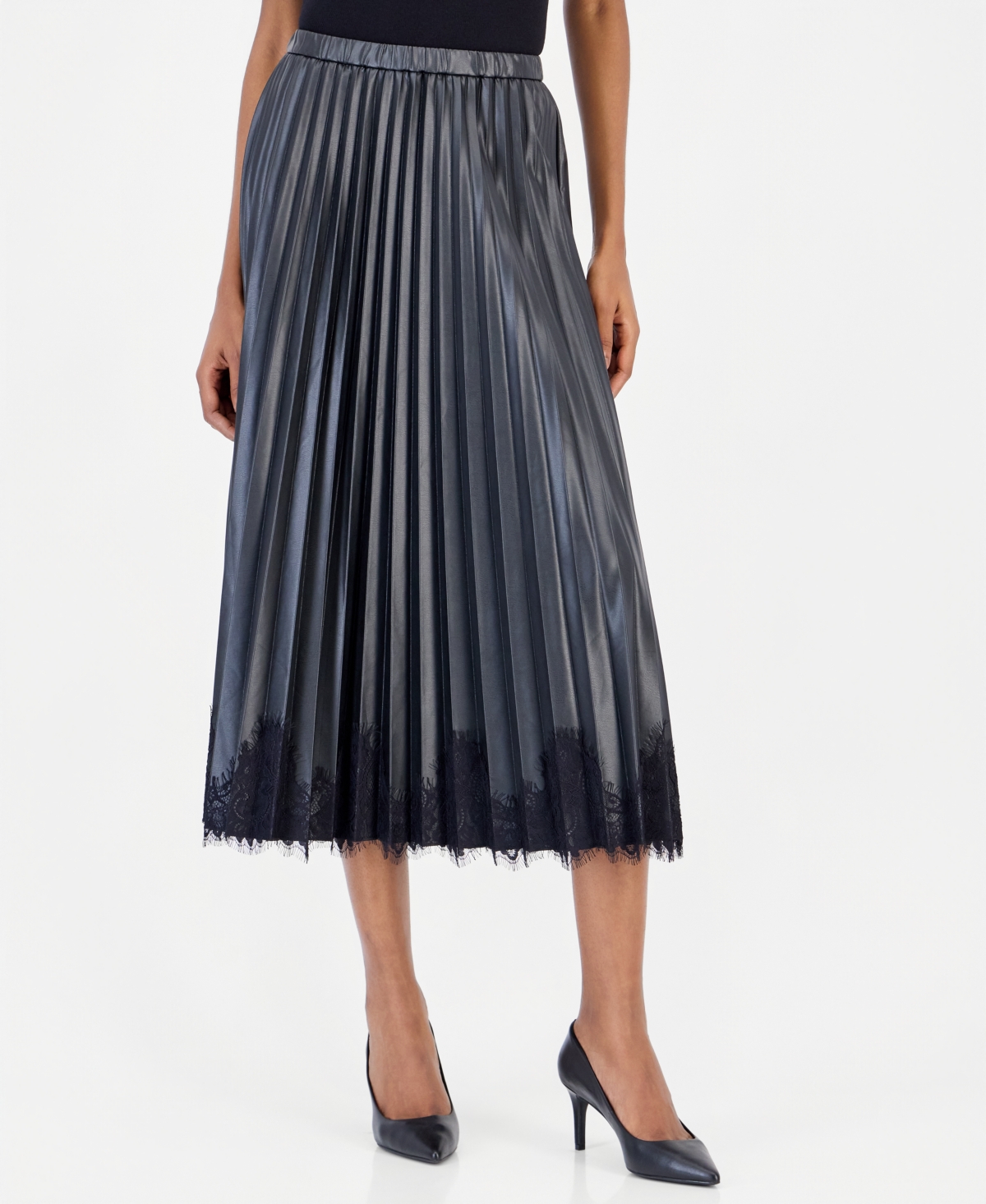 Click here for Anne Klein Womens Pleated Midi A-Line Skirt - Anne... prices