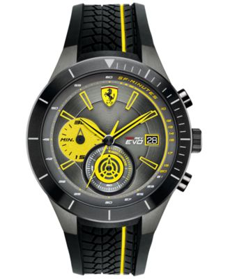 Ferrari Men's Chronograph Red Rev Evo Black Silicone Strap Watch 46mm ...