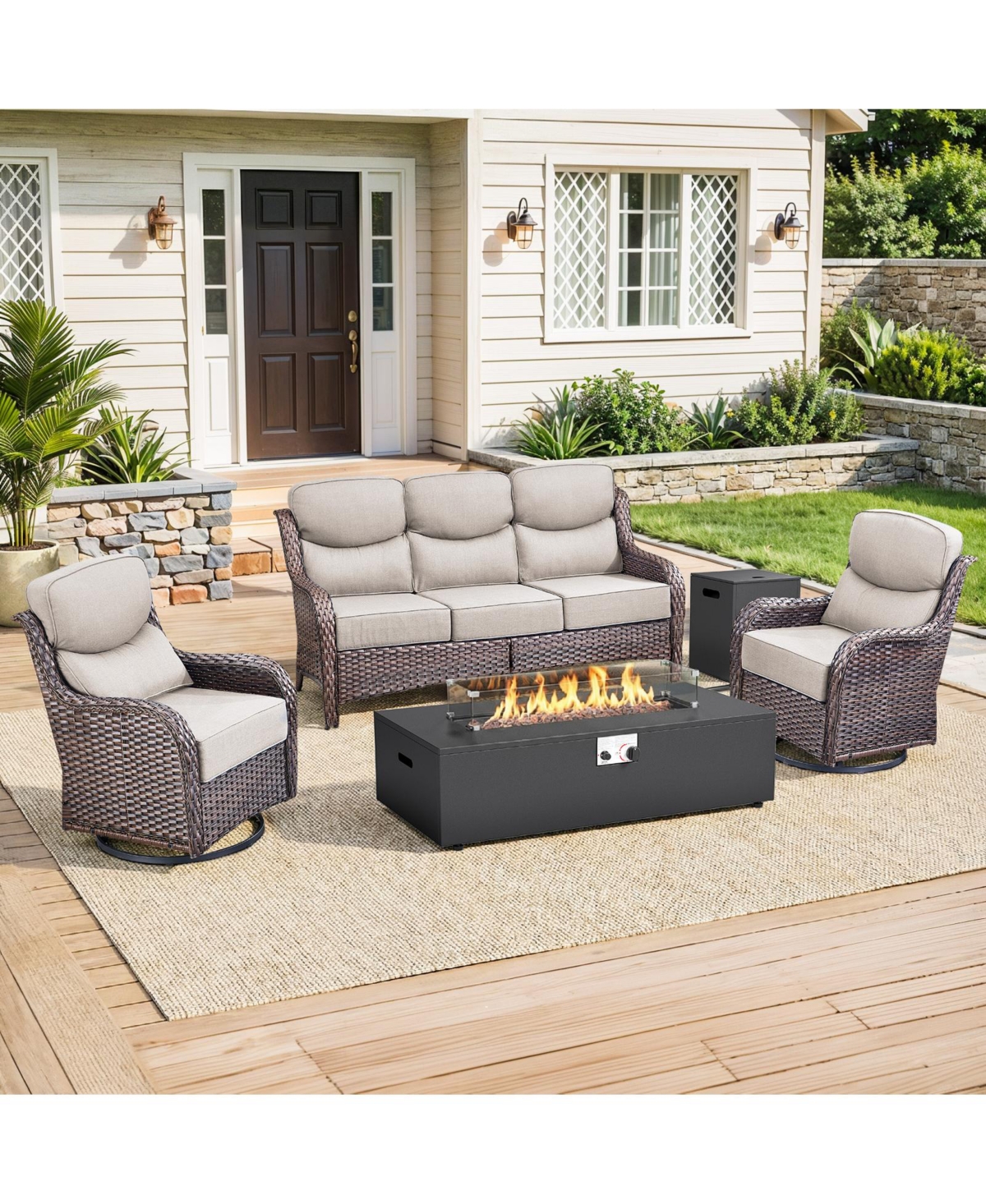 Click here for Pocassy 7 Pieces Patio Rocking Swivel Chair with F... prices