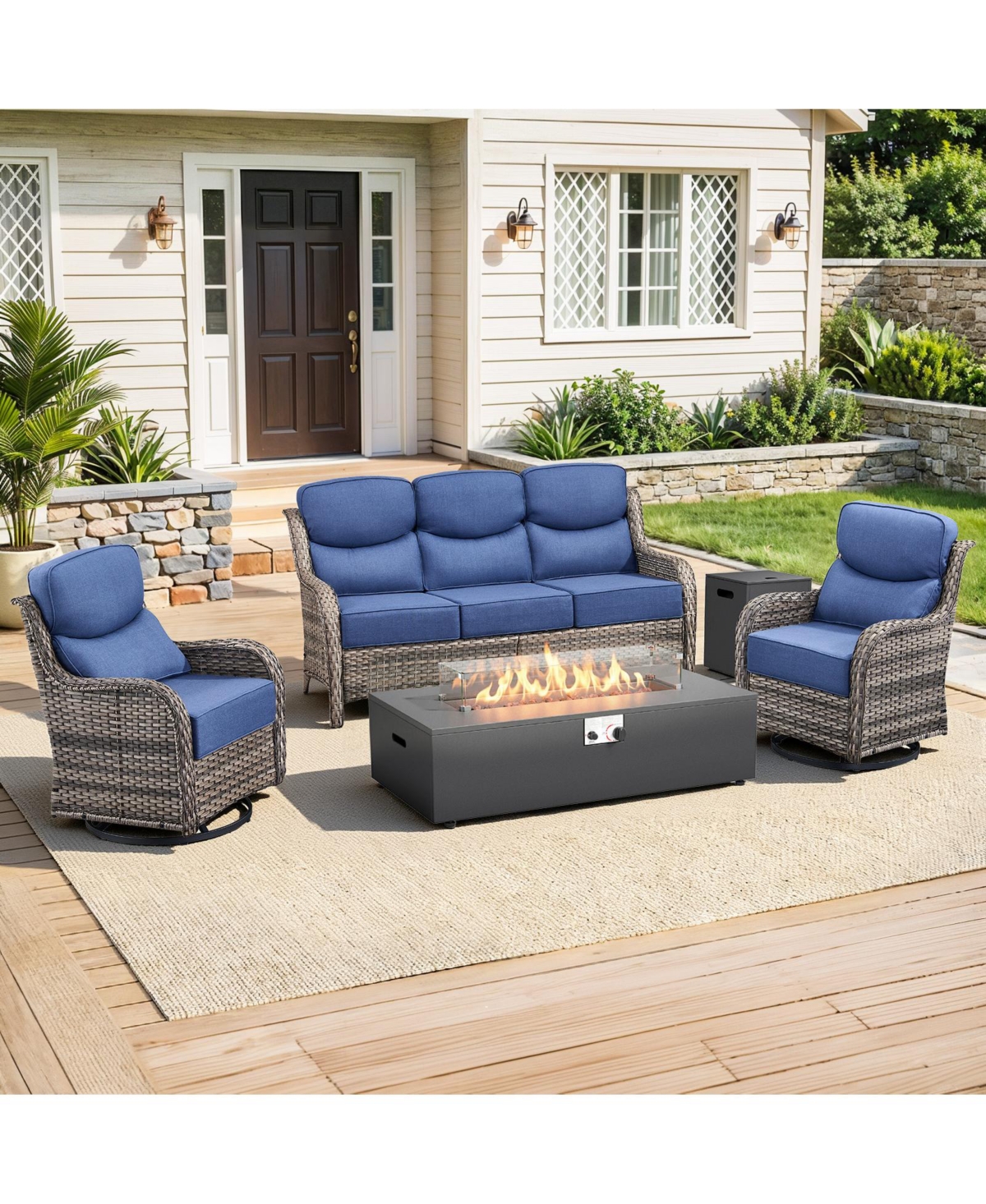 Click here for Pocassy 7 Pieces Patio Rocking Swivel Chair with F... prices