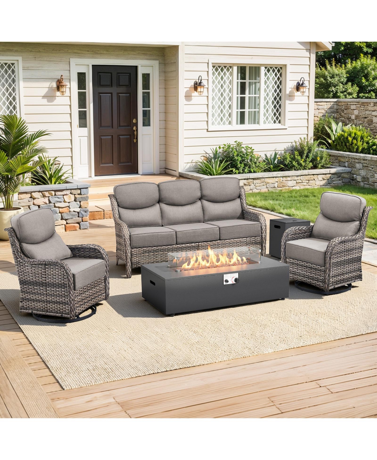 Click here for Pocassy 7 Pieces Patio Rocking Swivel Chair with F... prices