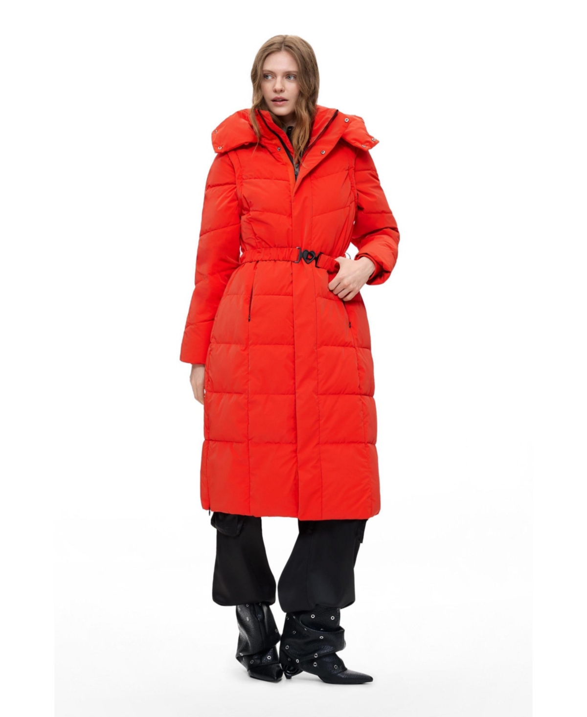 Click here for Desigual Womens Long Padded Coat - Orange prices