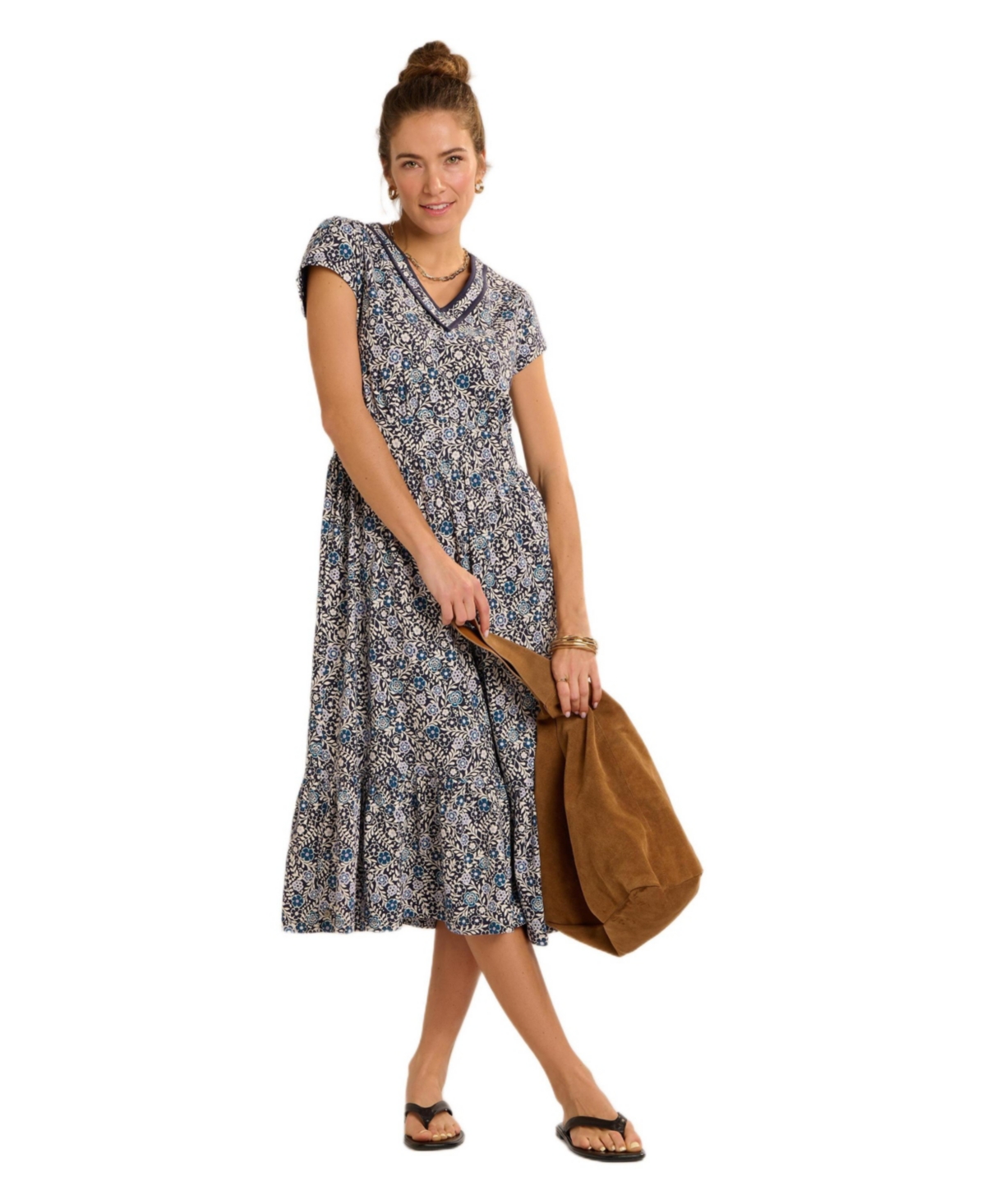 Click here for Brakeburn Womens Lucia Tiered Midi Dress - Navy prices