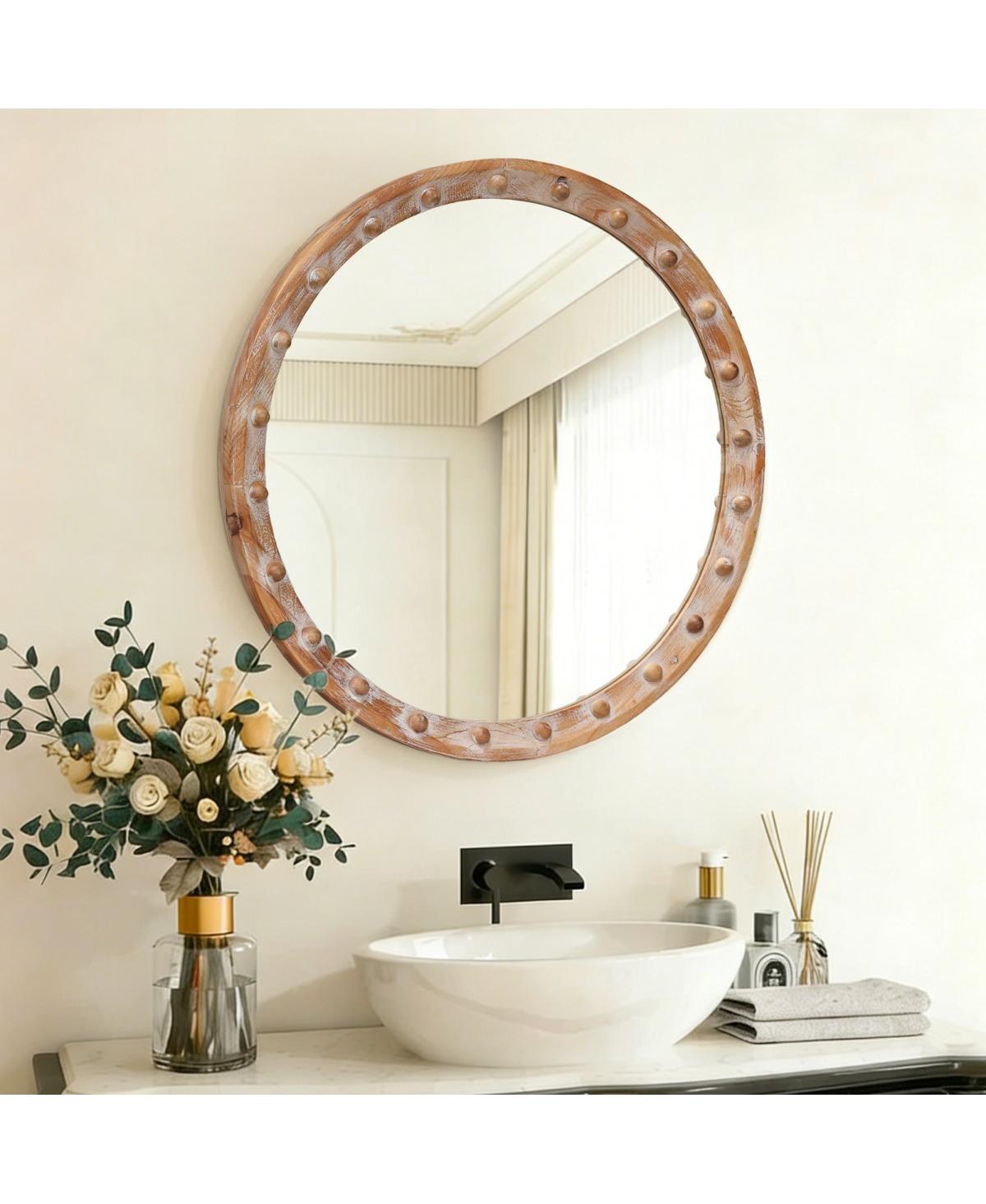 Click here for Laoties 23.6 Rustic Round Accent Mirror with Distr... prices