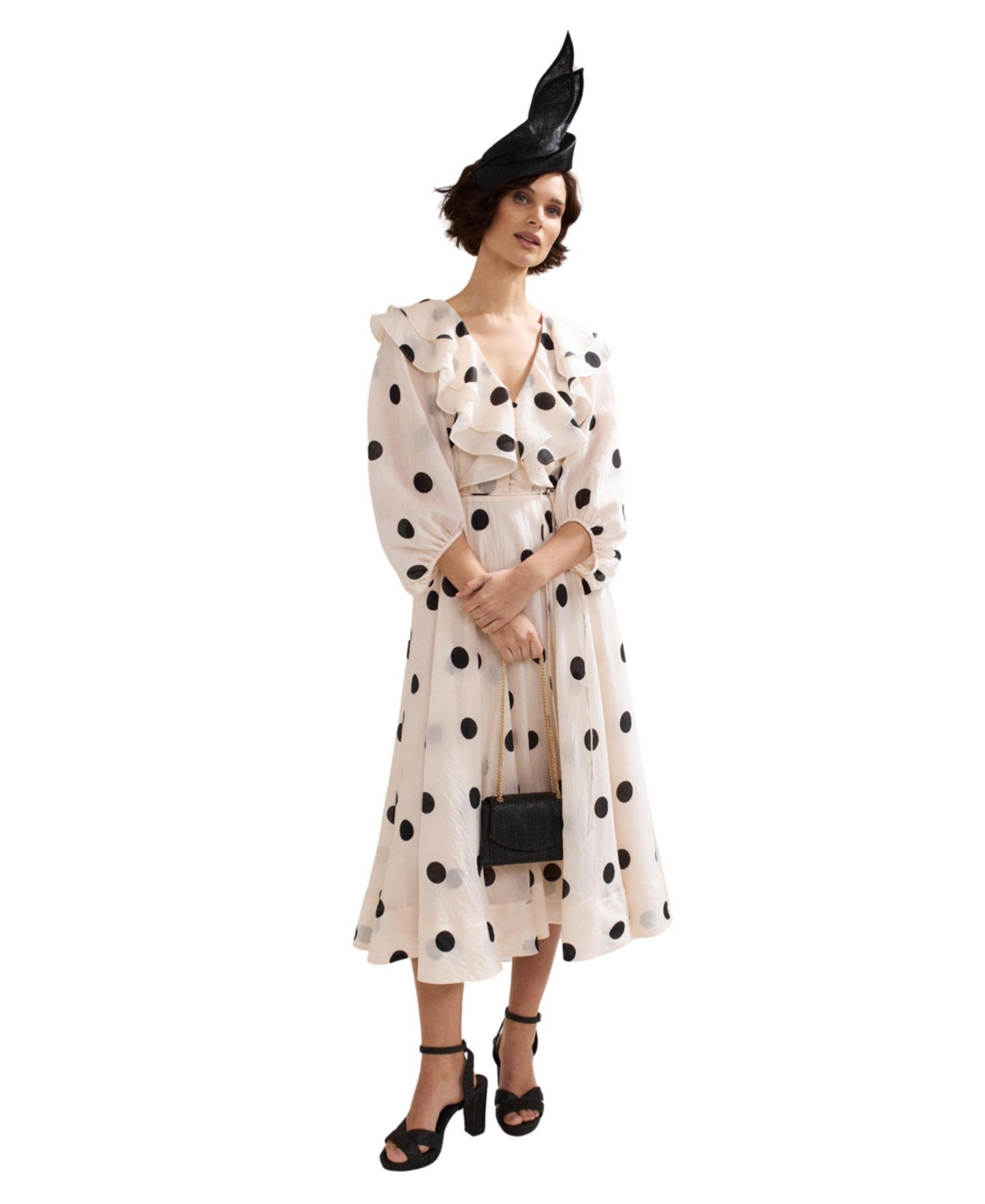 Click here for Phase Eight Womens Jaqlyn Ruffled V-Neck Midi Dres... prices