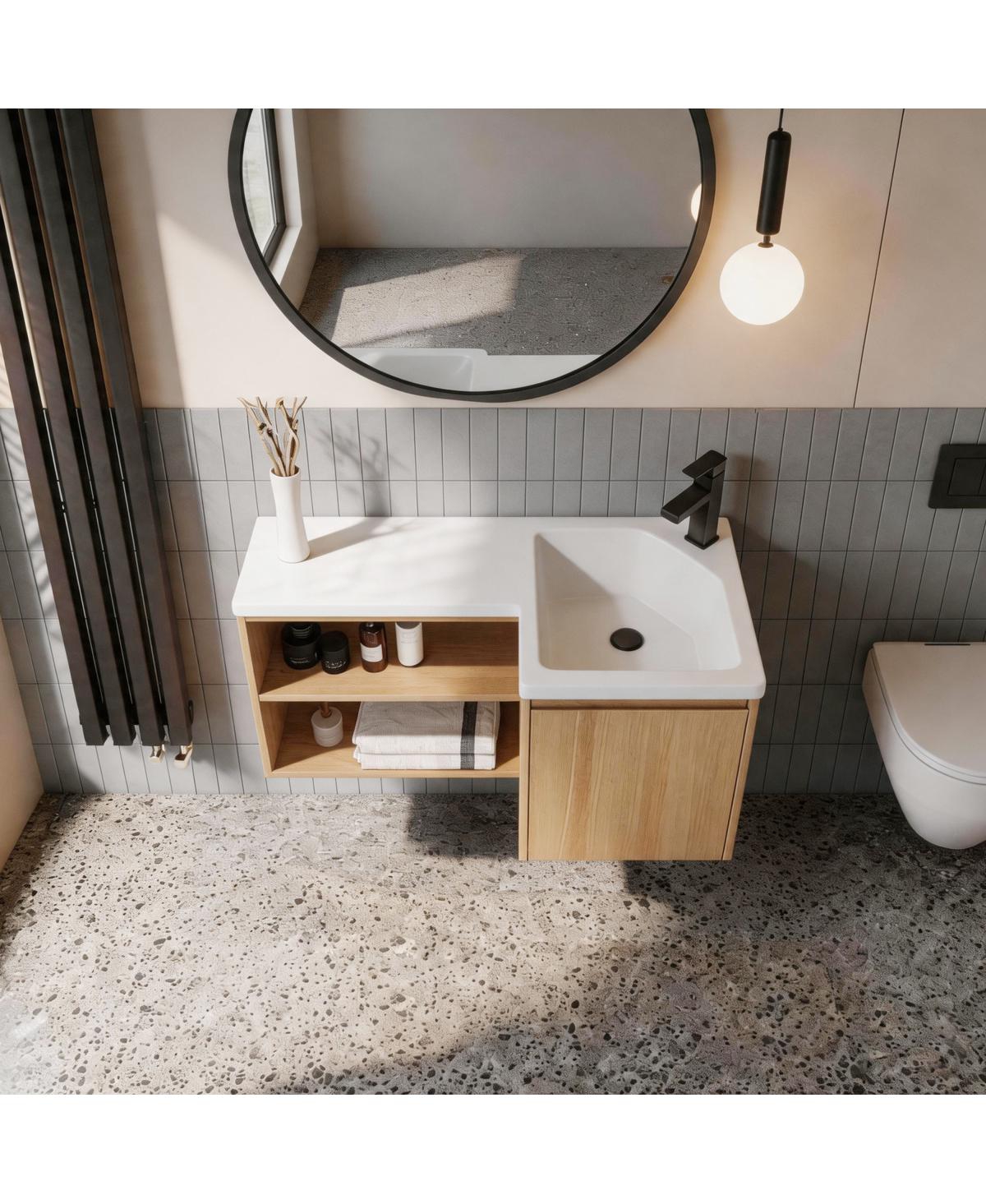 Click here for Sillysis 35.5 Inch Corner Floating Bathroom Vanity... prices