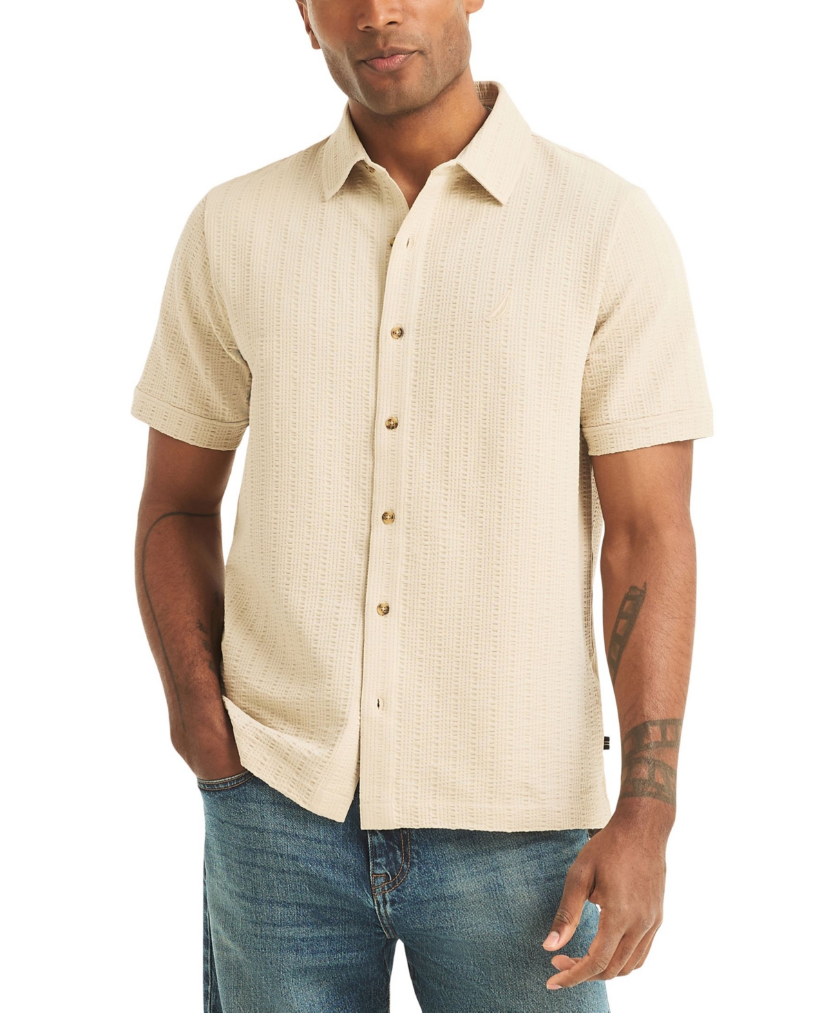 Click here for Nautica Mens Short-Sleeve Shirt - Mushroom prices