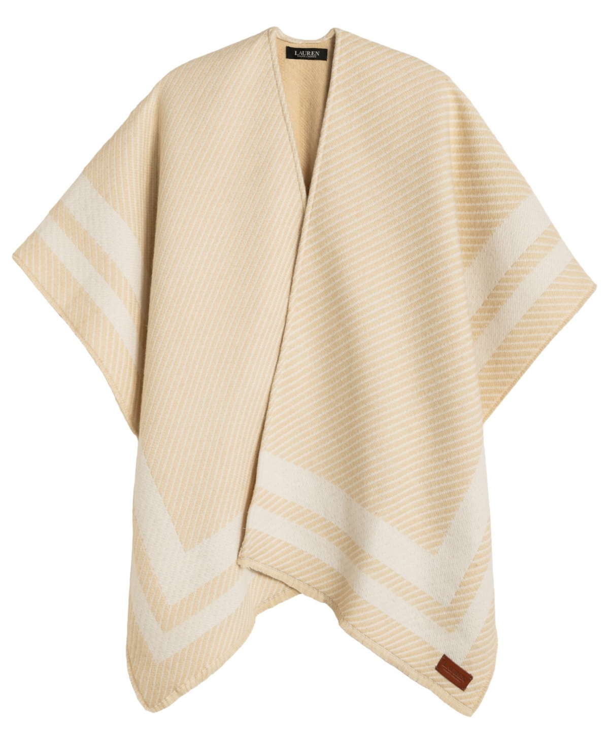 Click here for Lauren Ralph Lauren Woven Twill-Border Ruana - Cam... prices