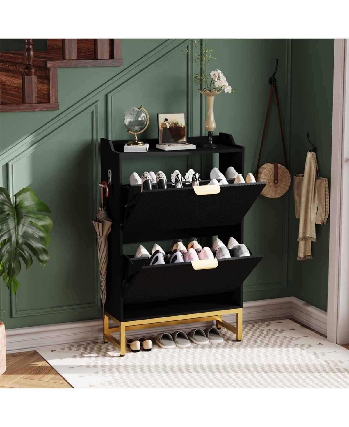 Click here for homfan Fluted Shoe Storage Cabinet for Entryway 2... prices