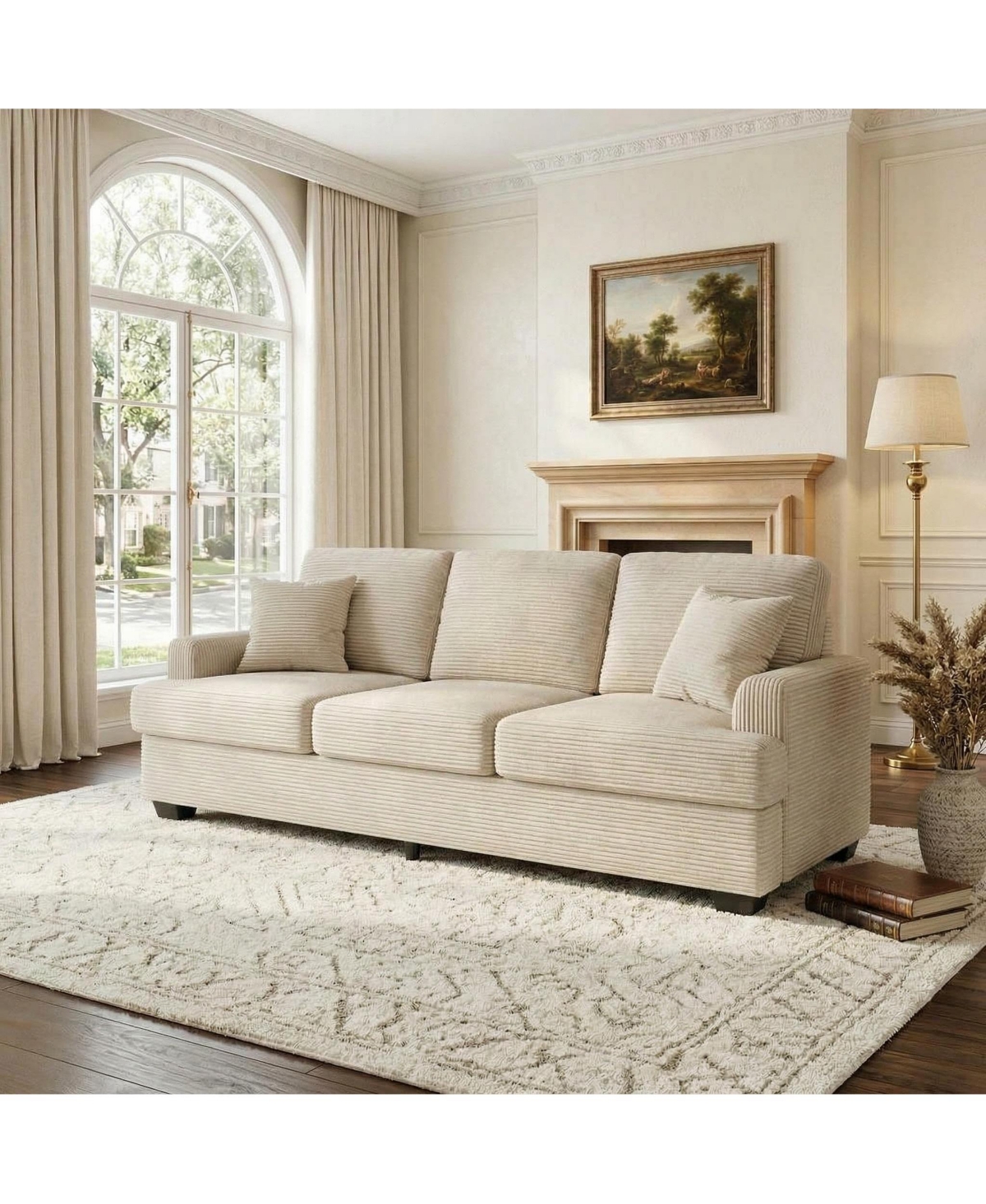 Click here for homfan 86 Corduroy Comfy Sofa  3-Seater with 2 Thr... prices