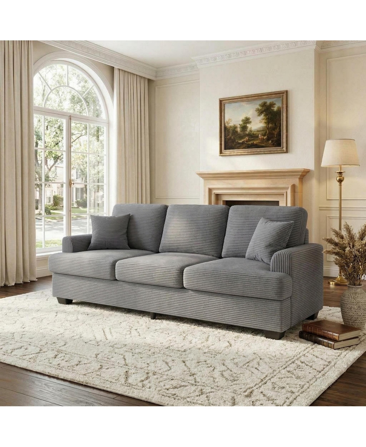 Click here for homfan 86 Corduroy Comfy Sofa  3-Seater with 2 Thr... prices