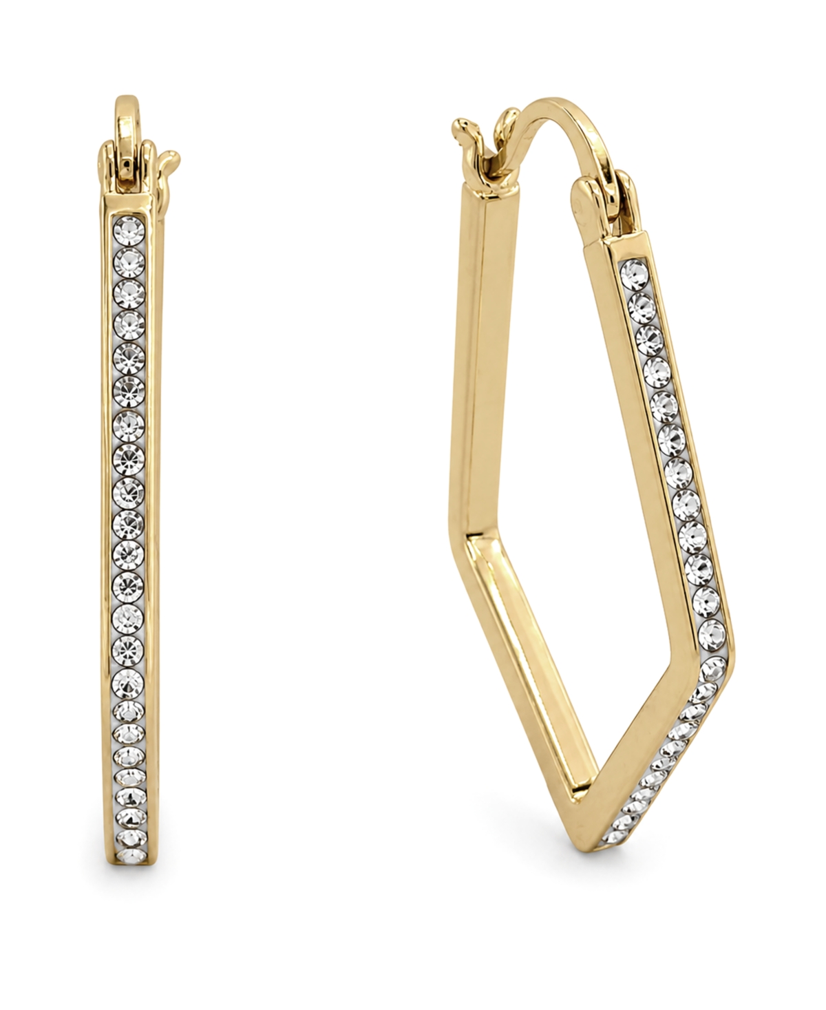 Click here for Essentials Clear Crystal Pave Geometric Hoop Earri... prices