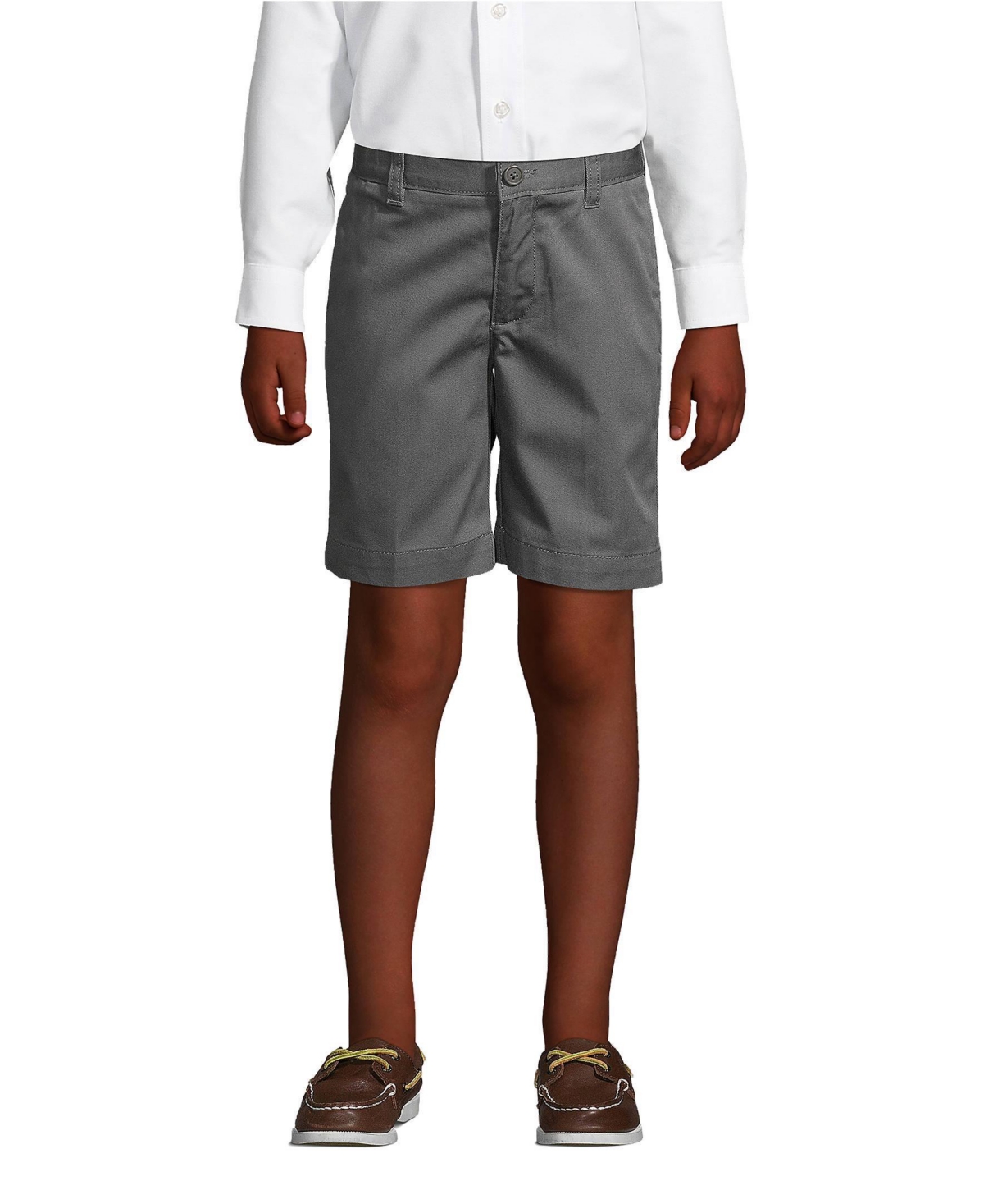 Click here for Lands End Mens Boys Plain Front Blend Chino Shorts... prices