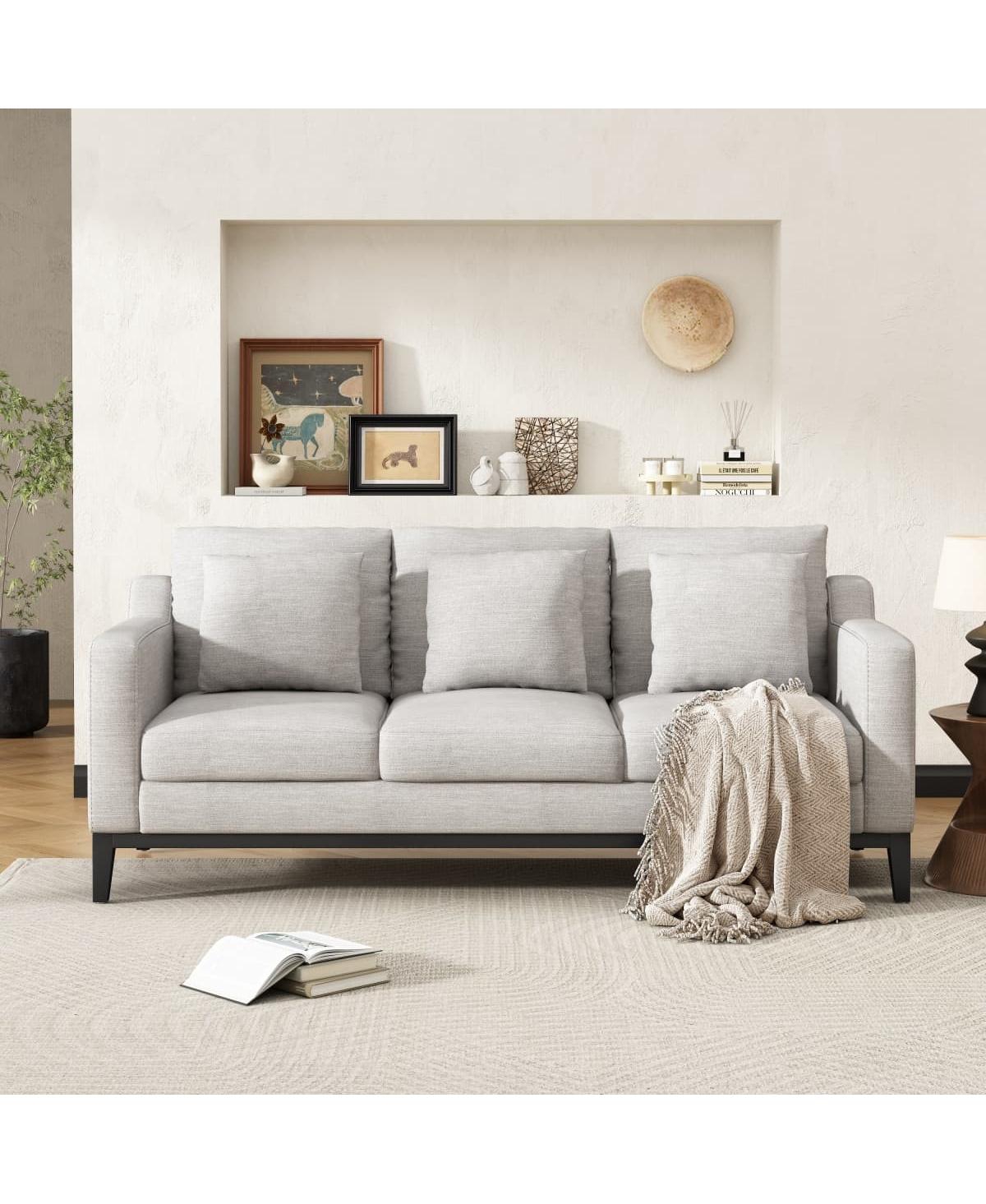Click here for Maison Boucle 80.5 Fabric Sofa  Modern 3 Seater Co... prices