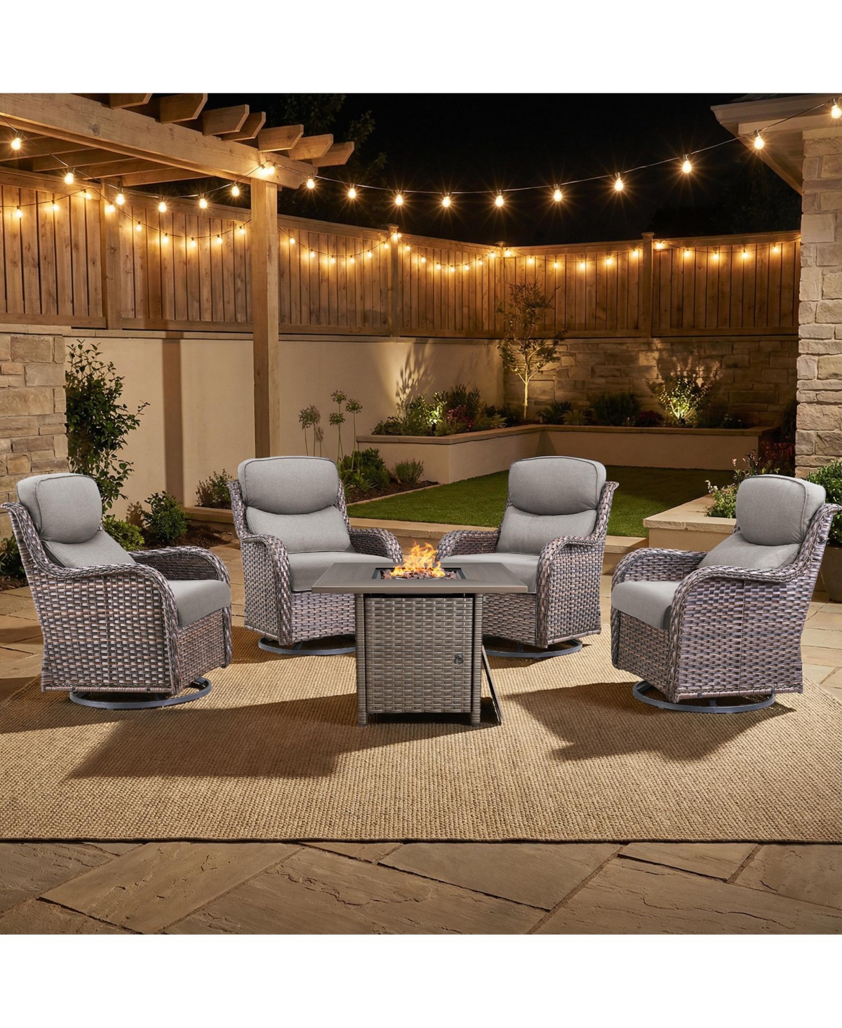 Click here for Pocassy 5 Pieces Fire Pit Patio Furniture Set 4 Th... prices