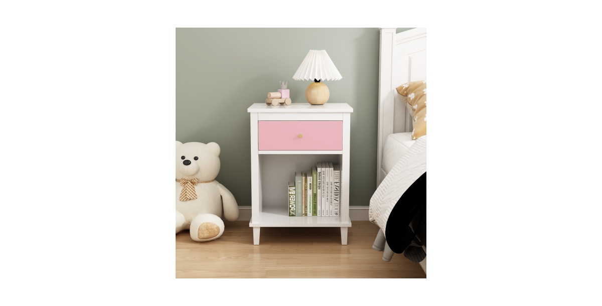 Click here for Lucky One 26.8W Wooden Nightstand with Drawer and... prices