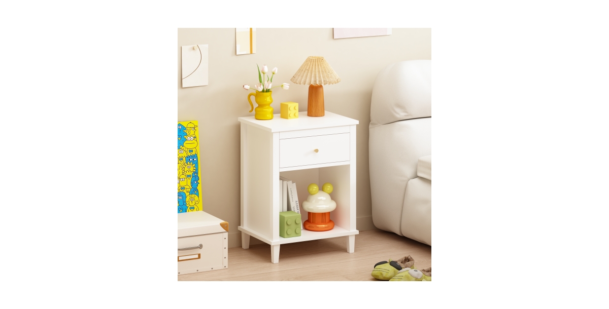 Click here for Lucky One 26.8W Wooden Nightstand with Drawer and... prices