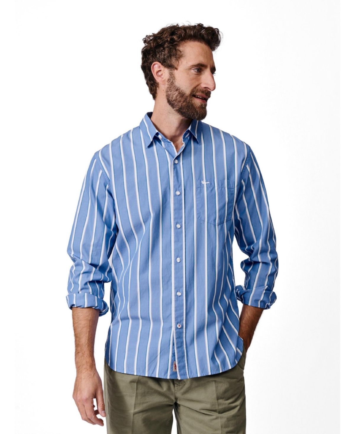 Click here for Aubin Mens Gladstone Poplin Button-Down Shirt - Bl... prices