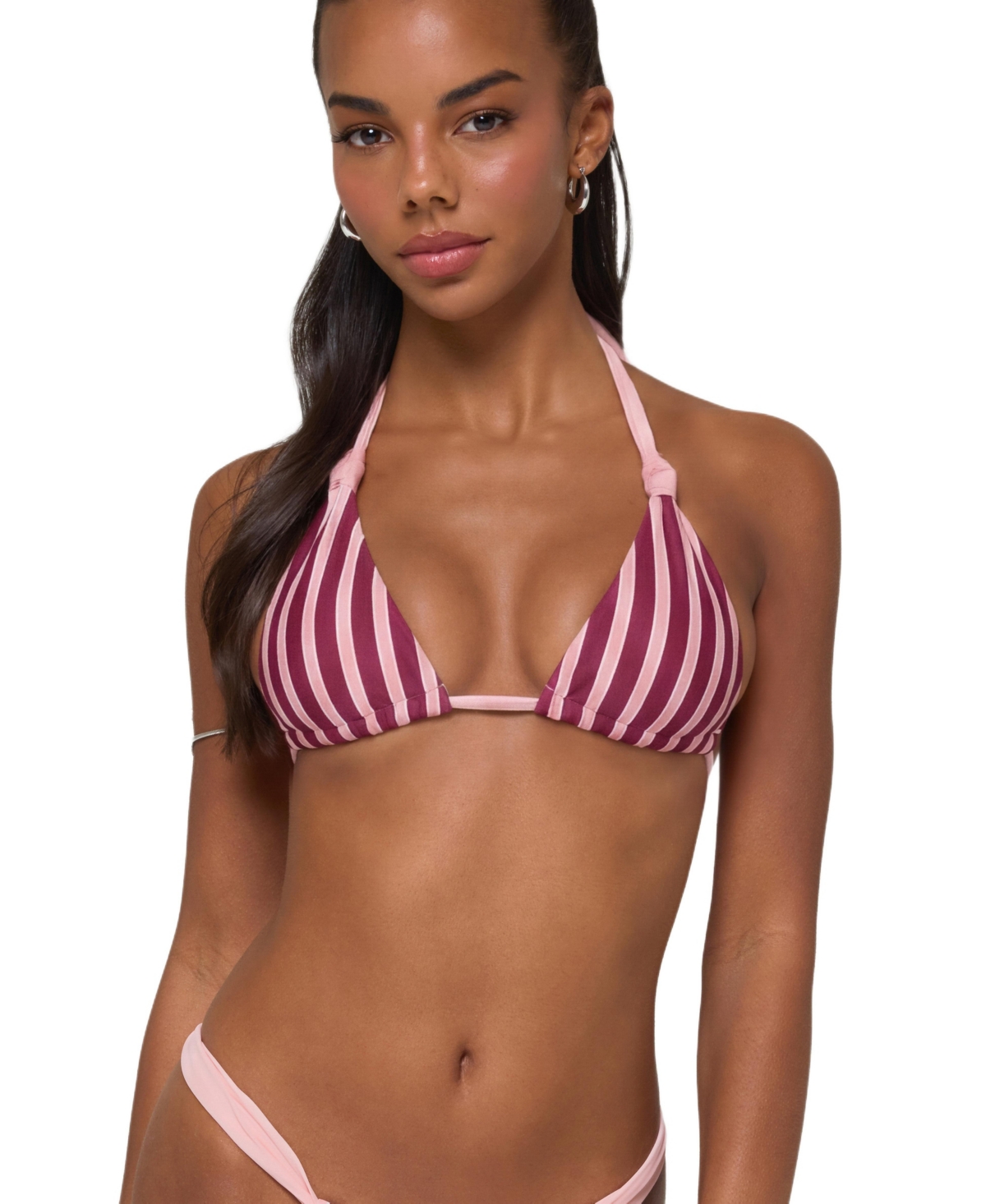Click here for Edikted Womens Esmer Knotted Striped Bikini Top -... prices