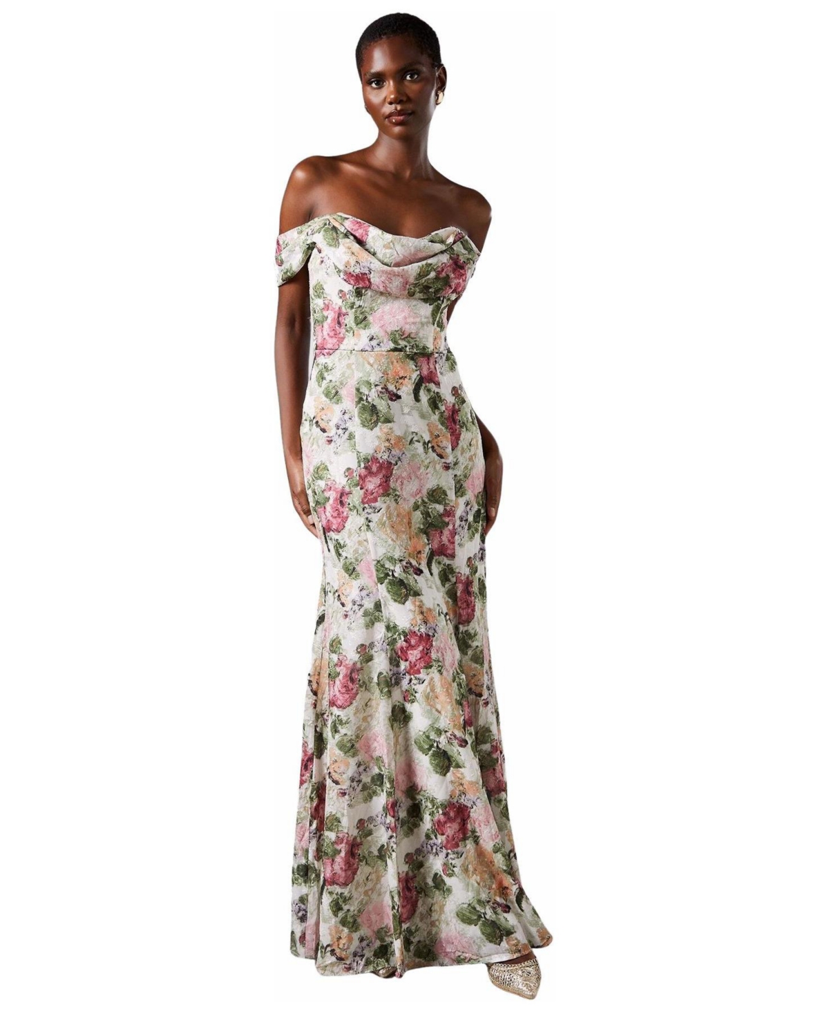 Click here for Coast Womens Floral Bardot Maxi Dress - Cream prices