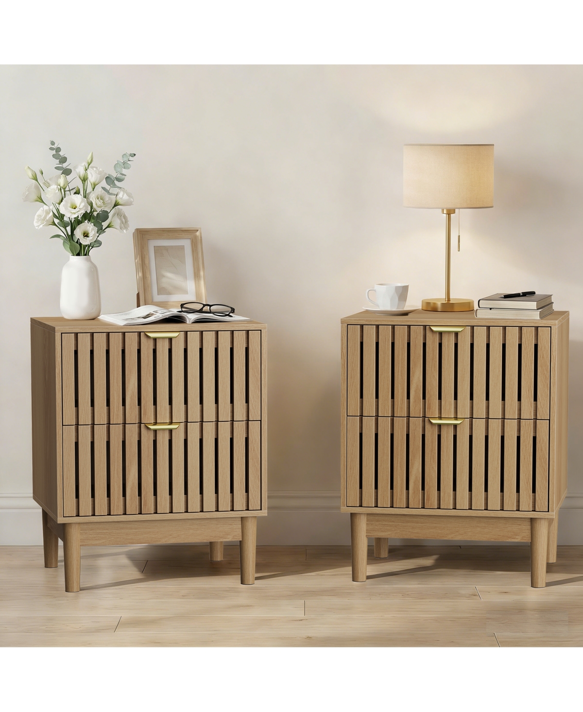 Click here for Boyel Living Mid-Century Modern Oak Bedside Table... prices