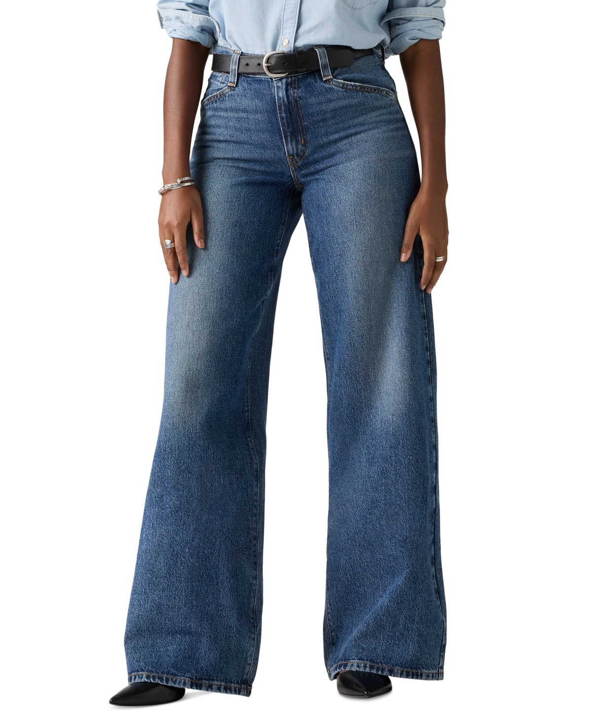 Click here for Levis Womens 94 Baggy Wide-Leg Relaxed-Fit Denim J... prices