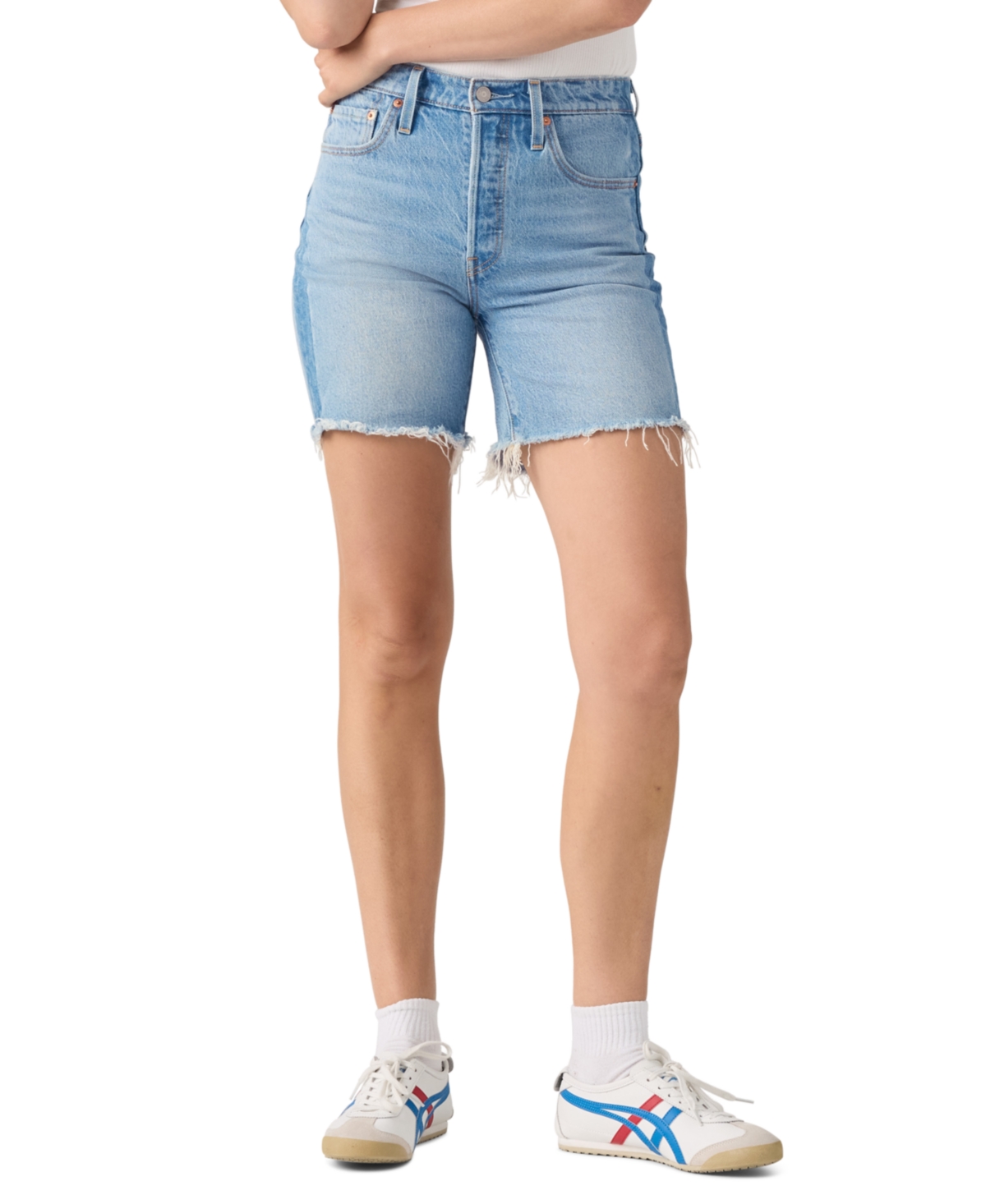 Click here for Levis 501 Mid-Thigh High Rise Straight Fit Denim S... prices